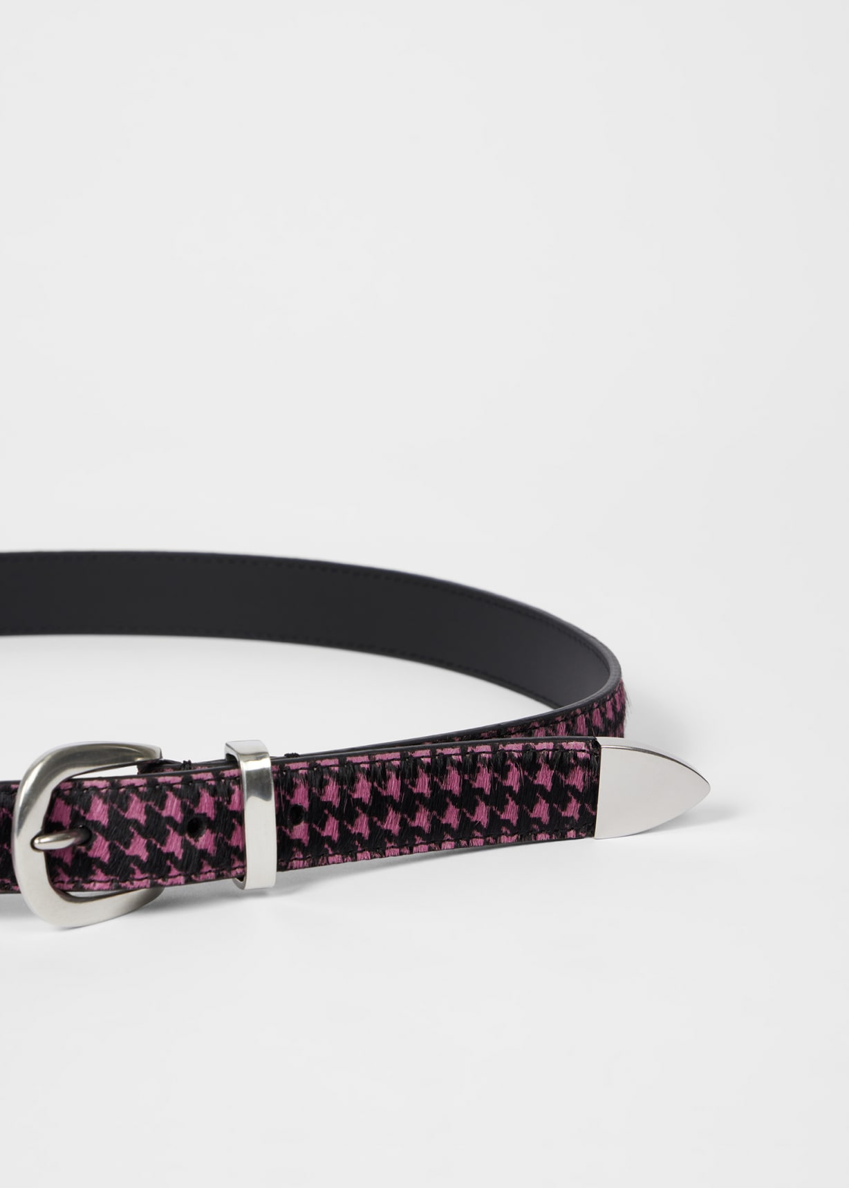 Pink Houndstooth Pony Skin Belt