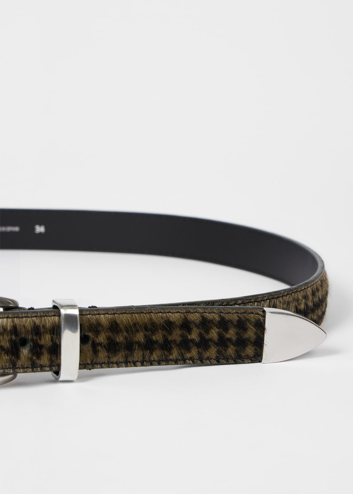 Men's Green Houndstooth Pony Skin Belt