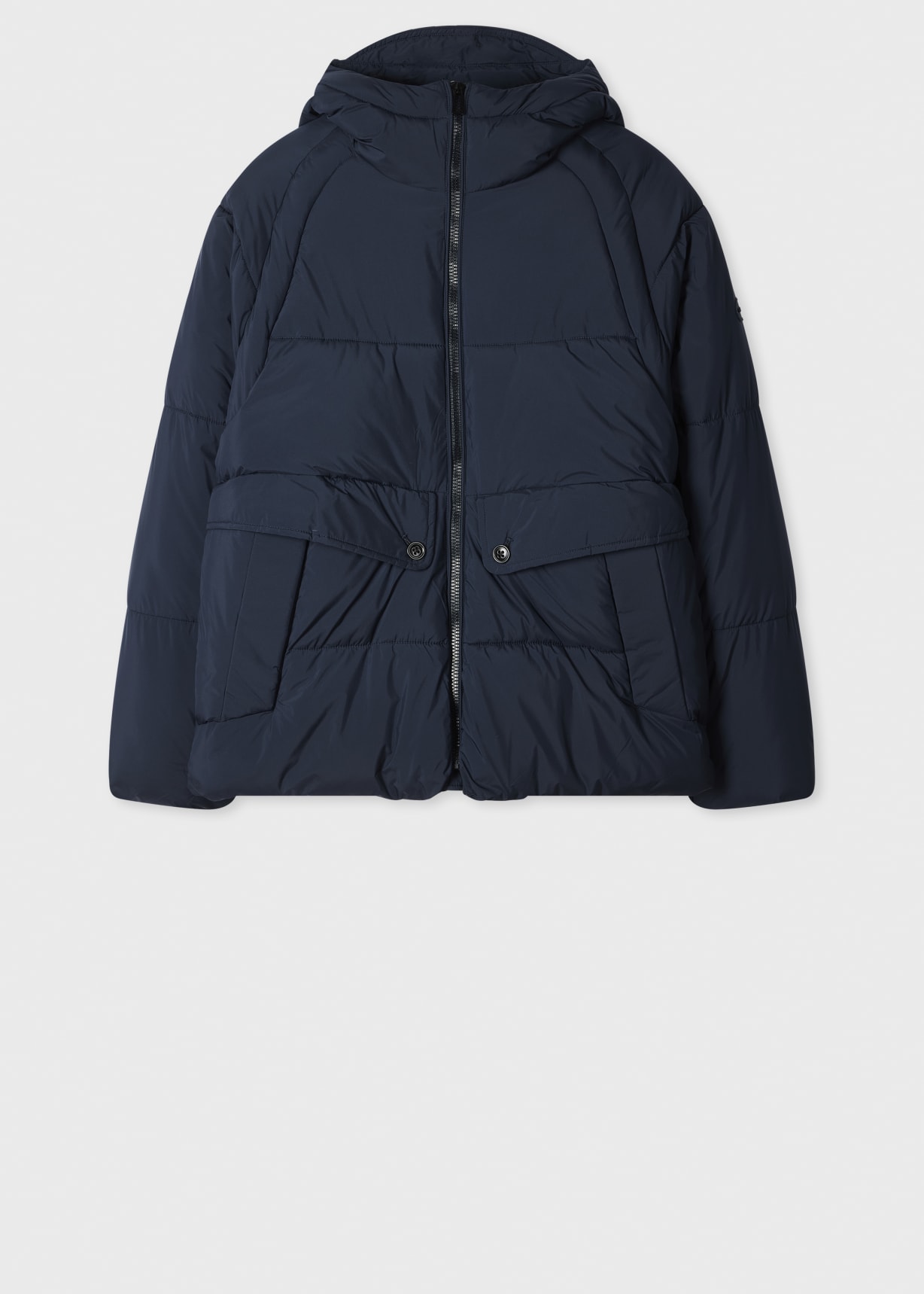Men's Navy Blue Recycled Polyester Hooded Puffer Jacket