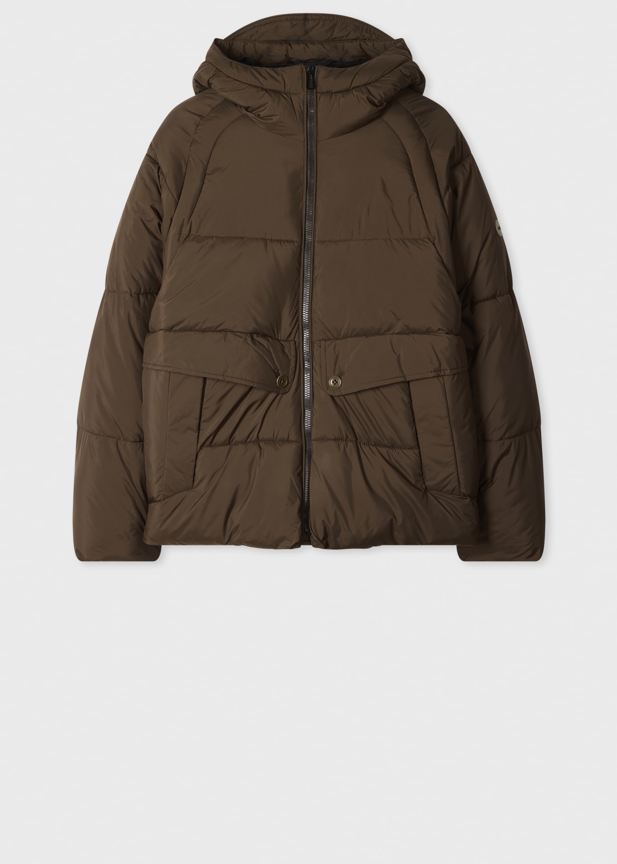Men's Brown Recycled Polyester Hooded Puffer Jacket