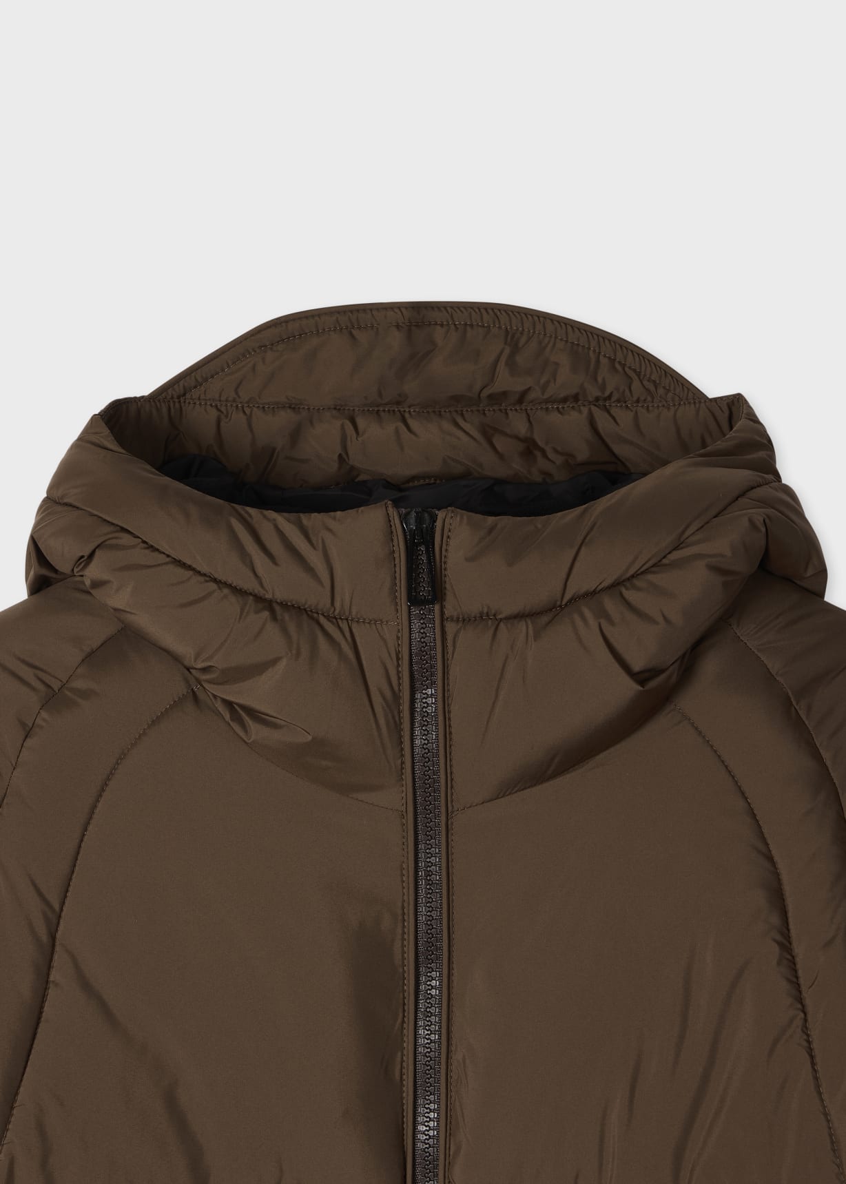 Men's Brown Recycled Polyester Hooded Puffer Jacket