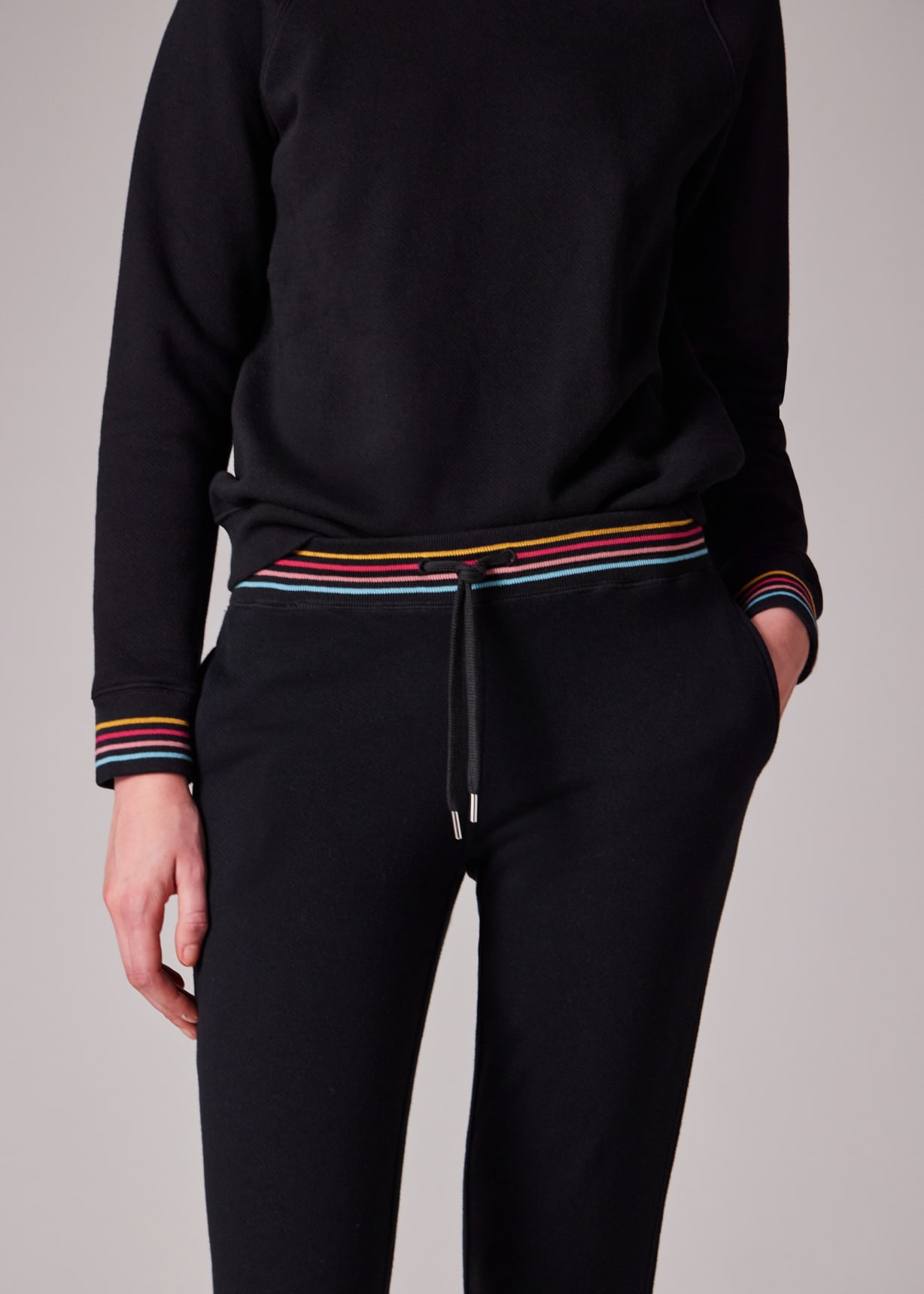 Women's Black Lounge Sweatpants With 'Swirl' Trims