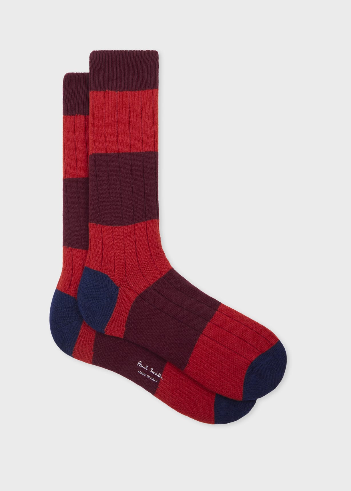 Red Cashmere Stripe Socks