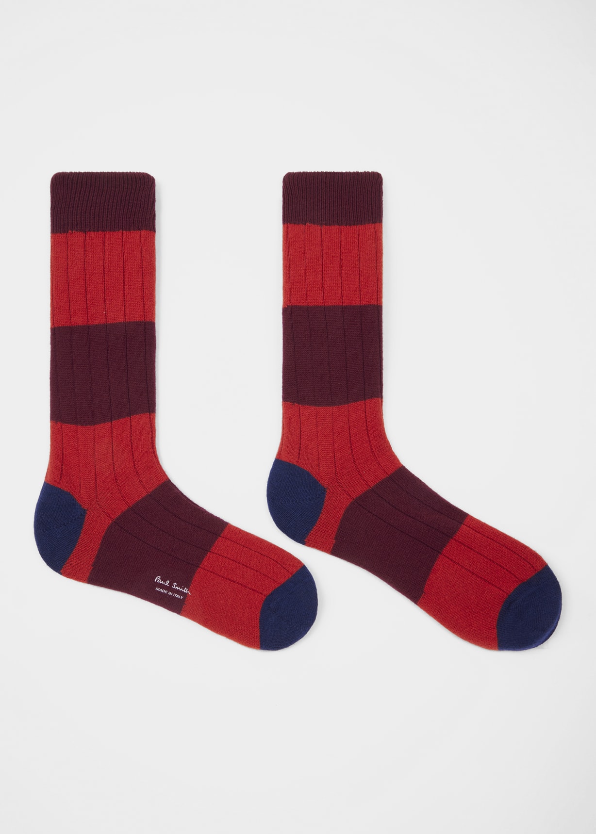 Red Cashmere Stripe Socks