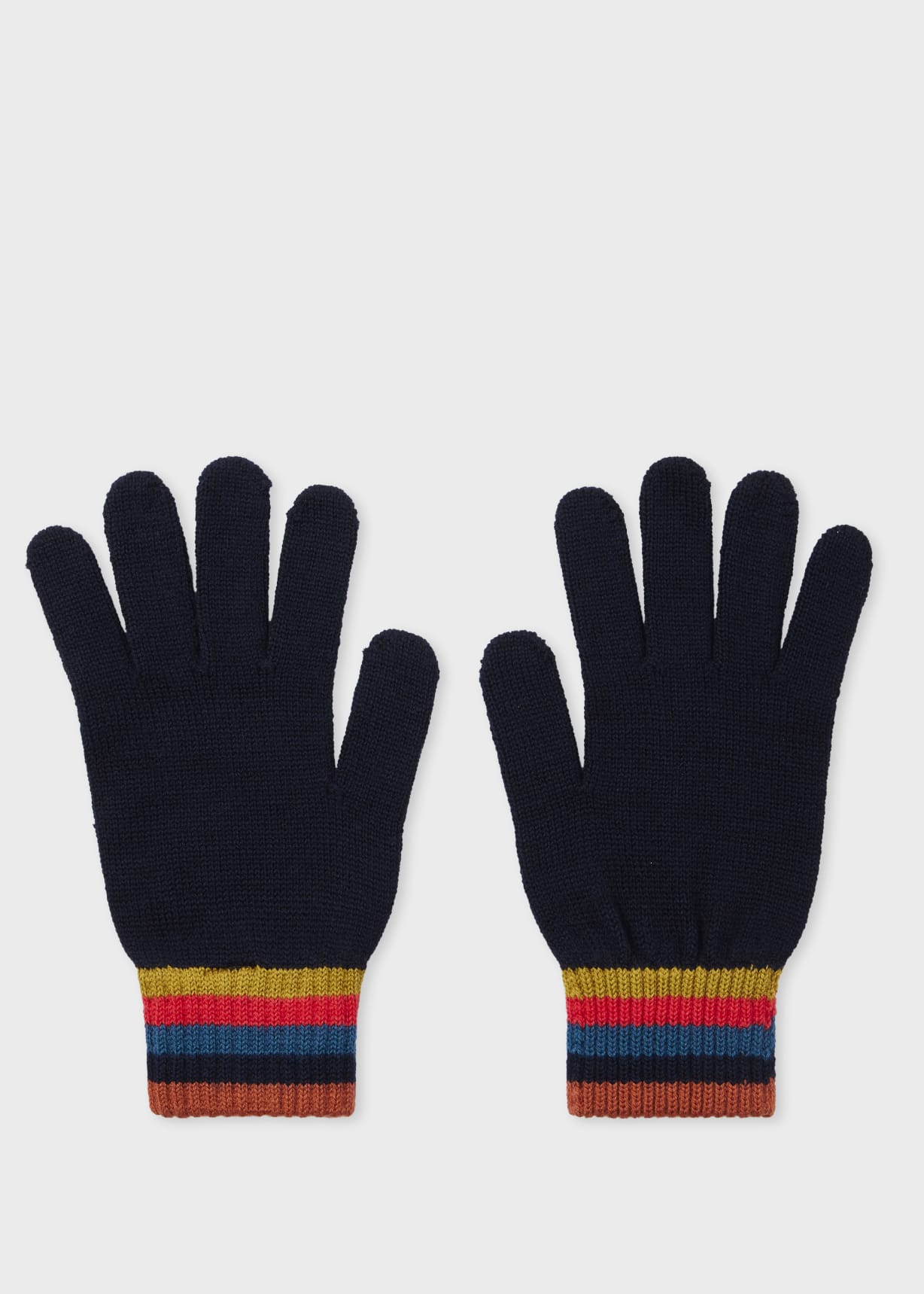 Navy Blue Merino Wool 'Artist Stripe' Gloves