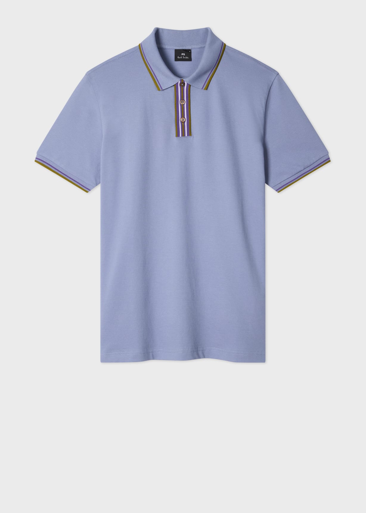 Men's Washed Indigo Polo Shirt With Stripe Tipping