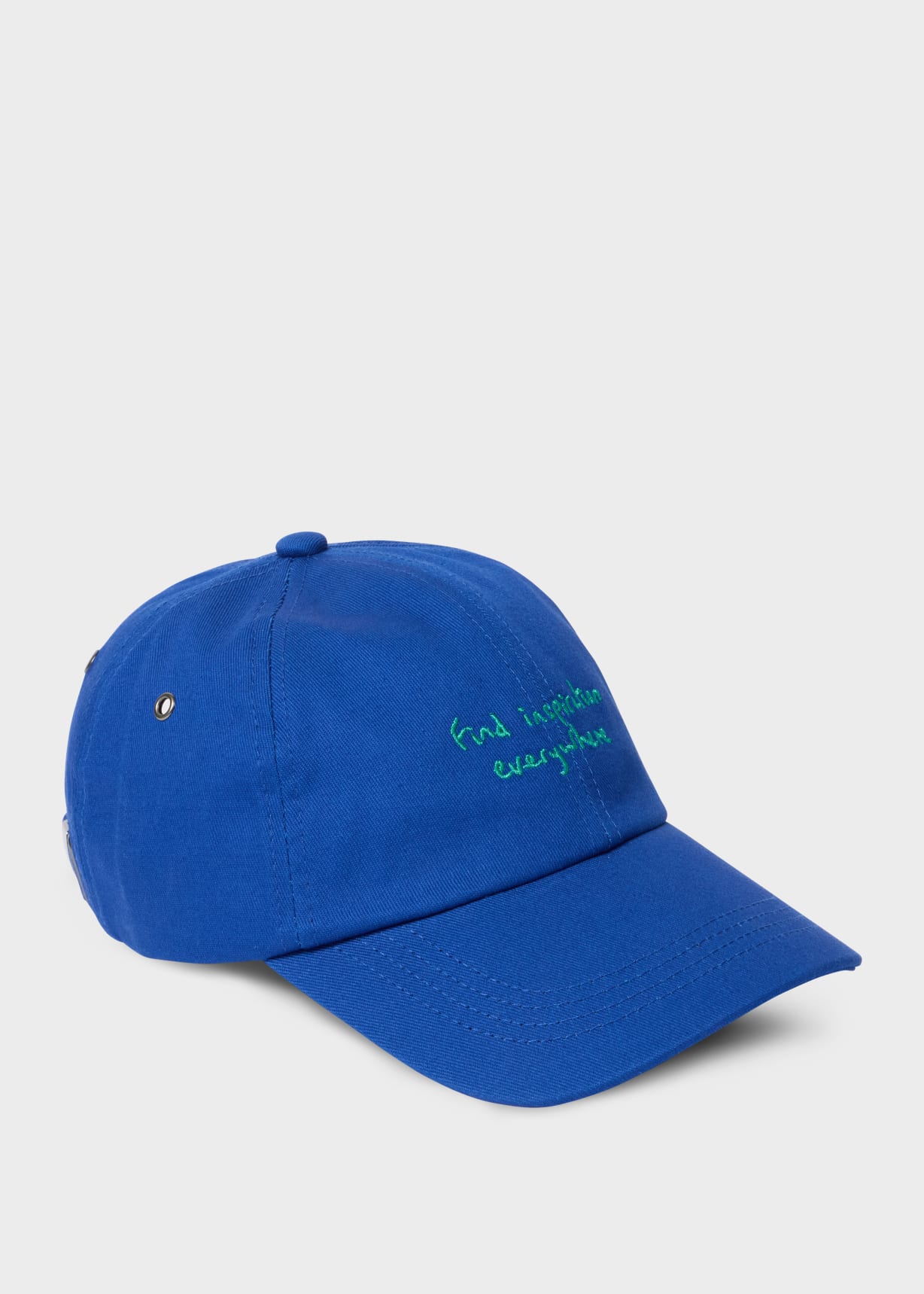 Blue Cotton-Twill Quote Cap