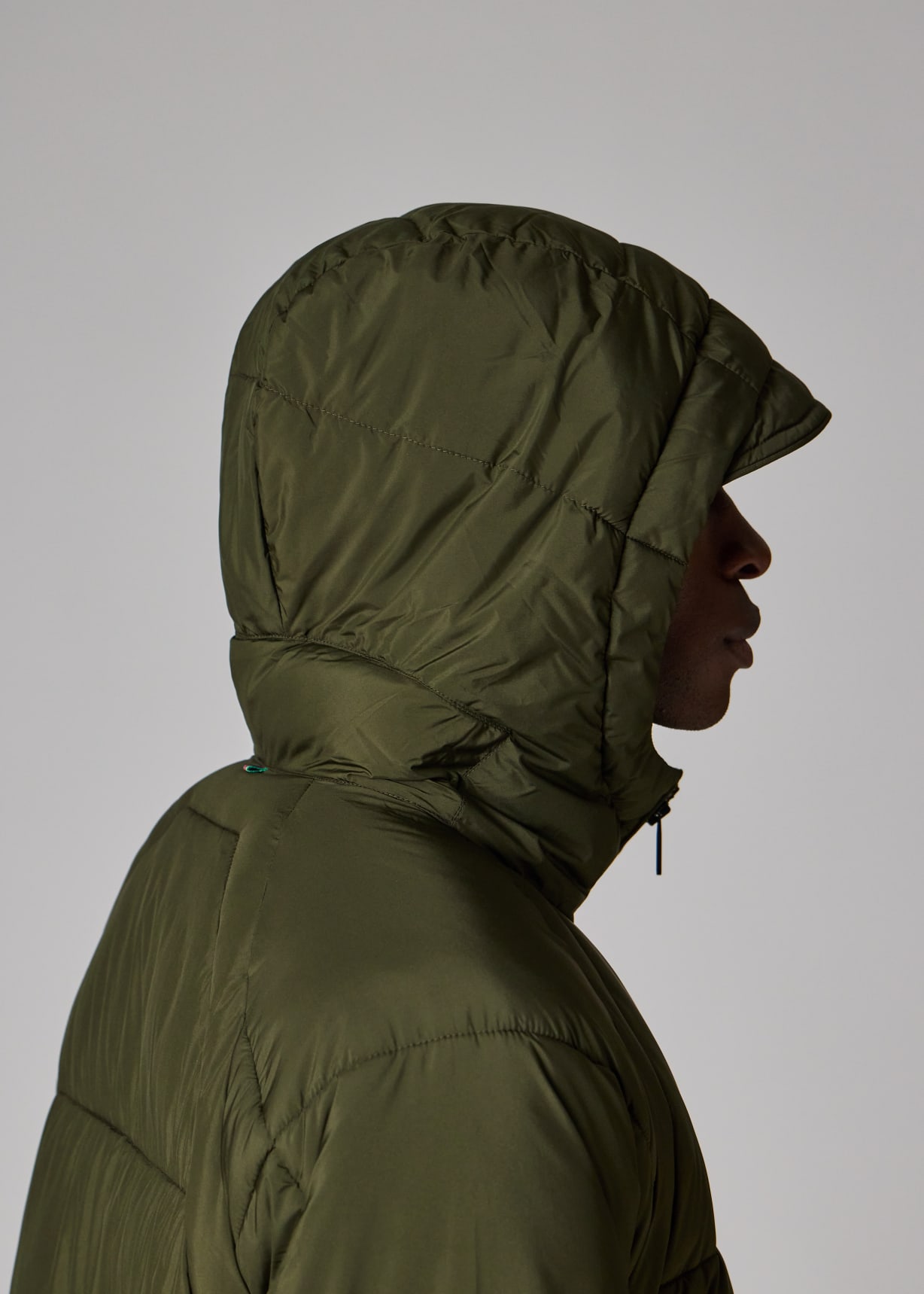 Men's Forest Green Recycled Polyester Hooded Puffer Jacket