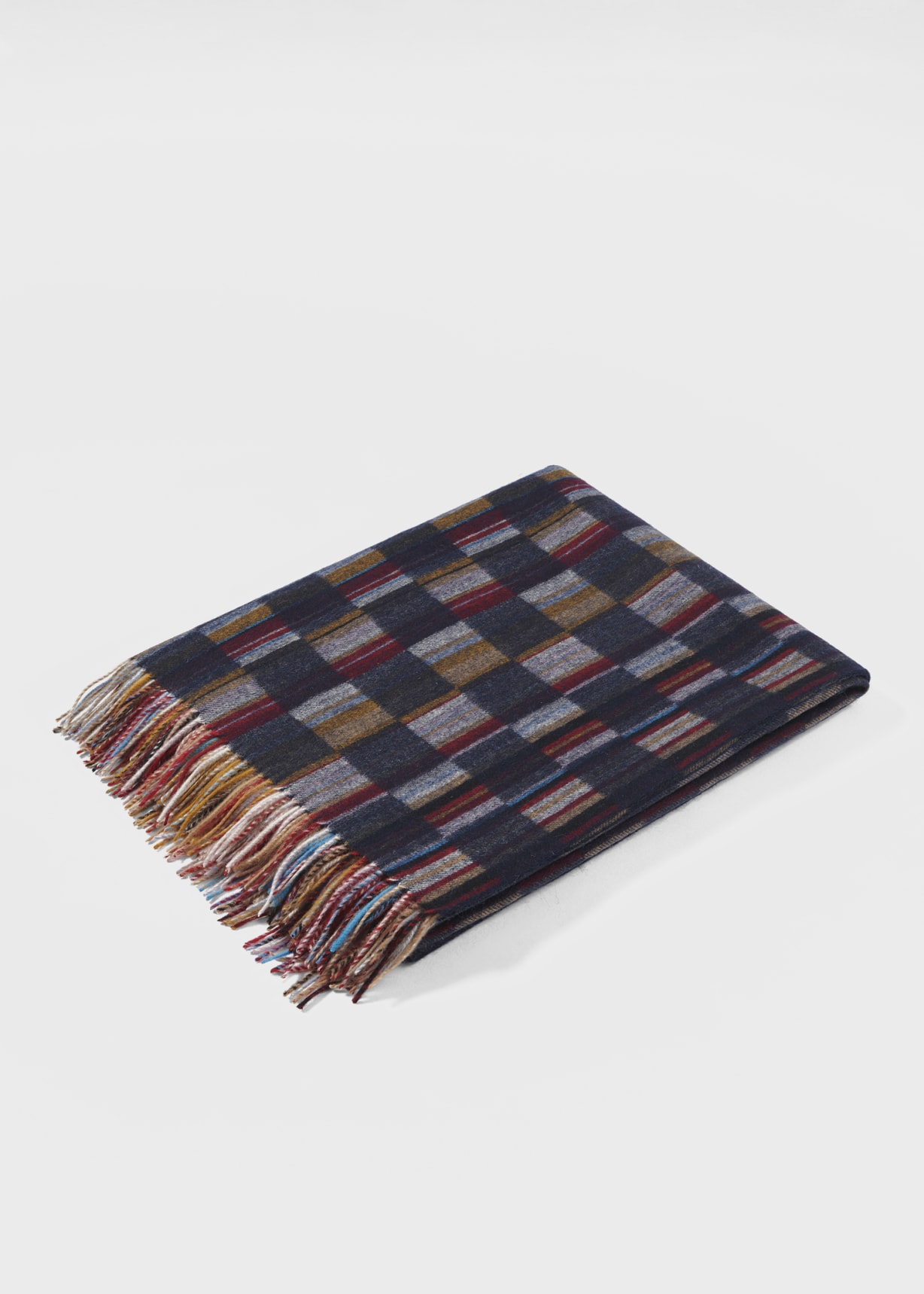 Lambswool 'Signature Stripe' Check Blanket