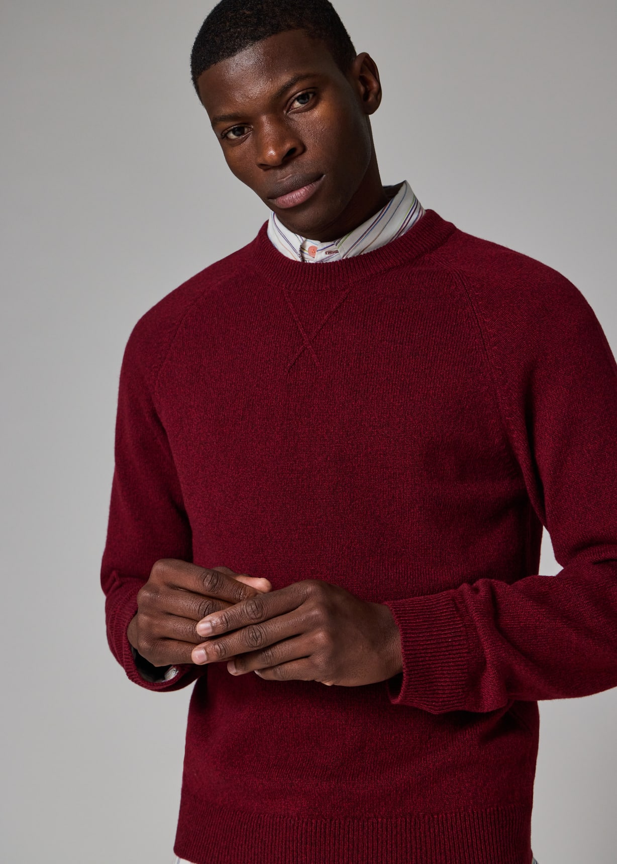 Men's Dark Red Merino Wool Sweater