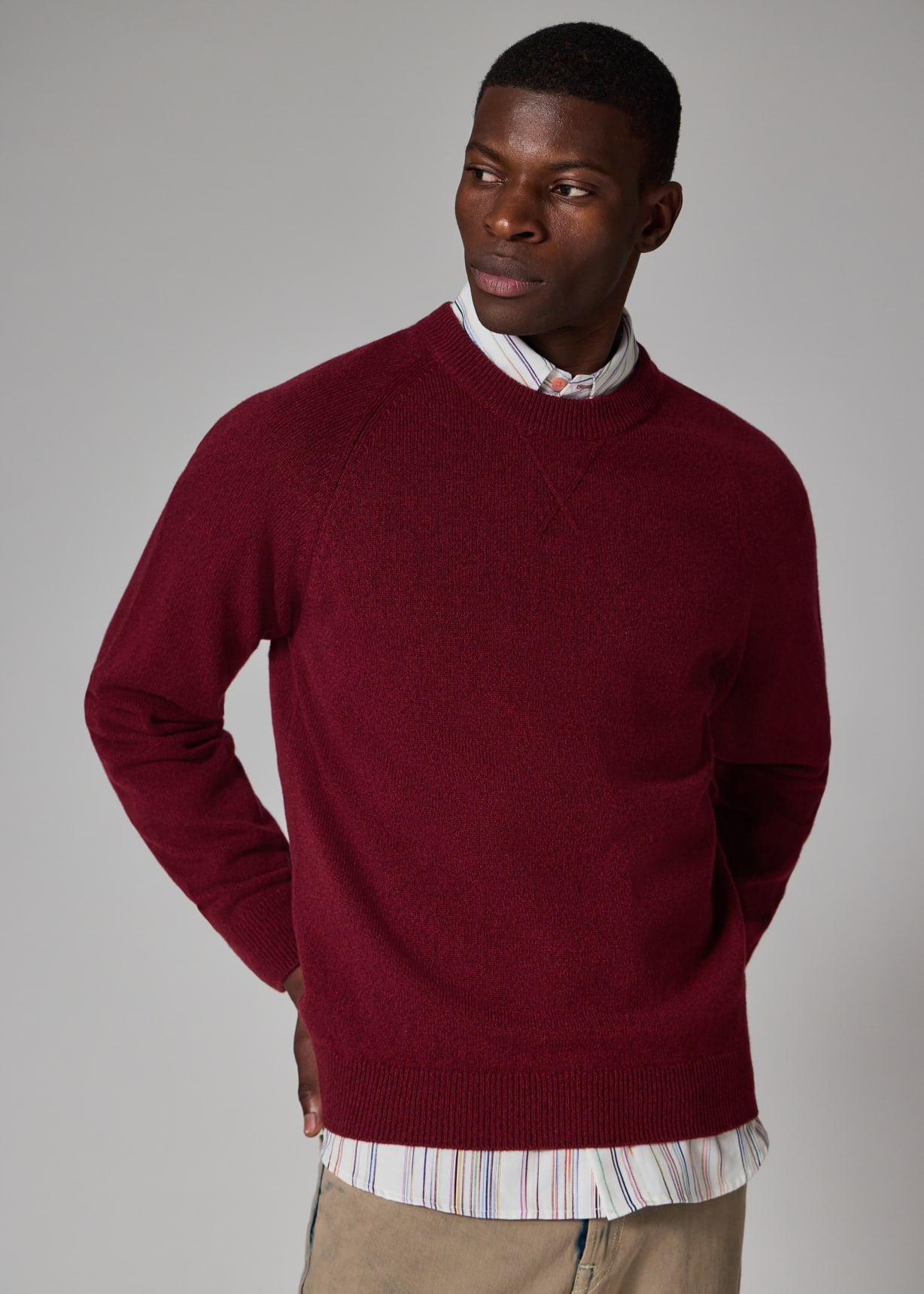 Men's Dark Red Merino Wool Sweater