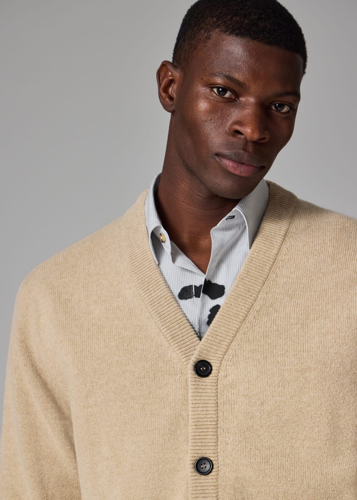 Men's Ecru Merino Wool Cardigan
