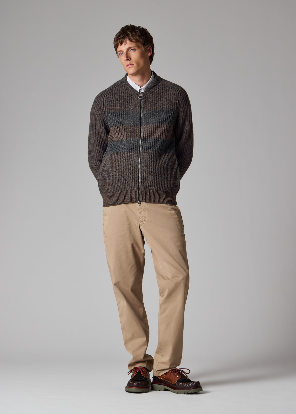Paul Smith loves Barbour - Rustic Knitted Bomber Cardigan
