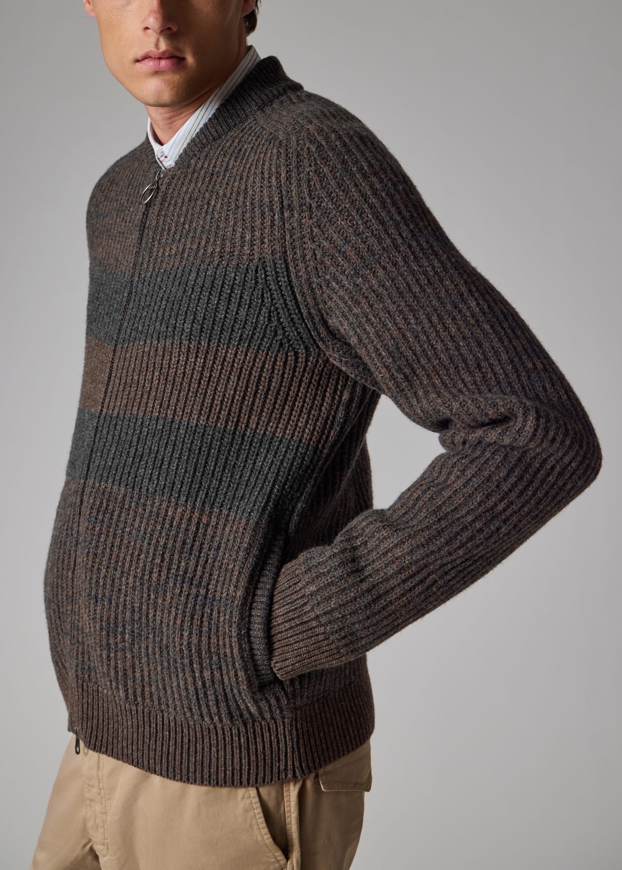 Paul Smith loves Barbour - Rustic Knitted Bomber Cardigan