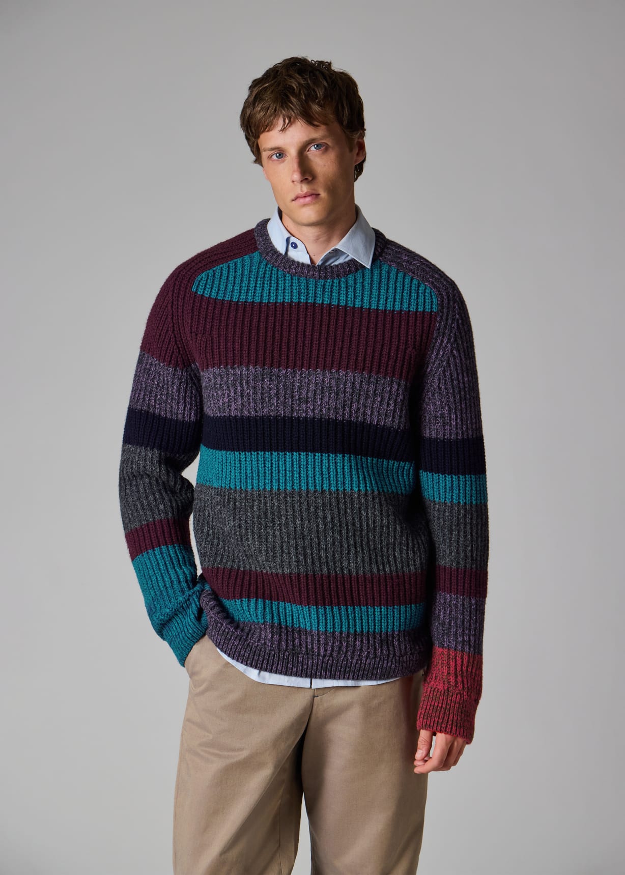 Paul Smith loves Barbour - Multi Stripe Crew Neck Sweater
