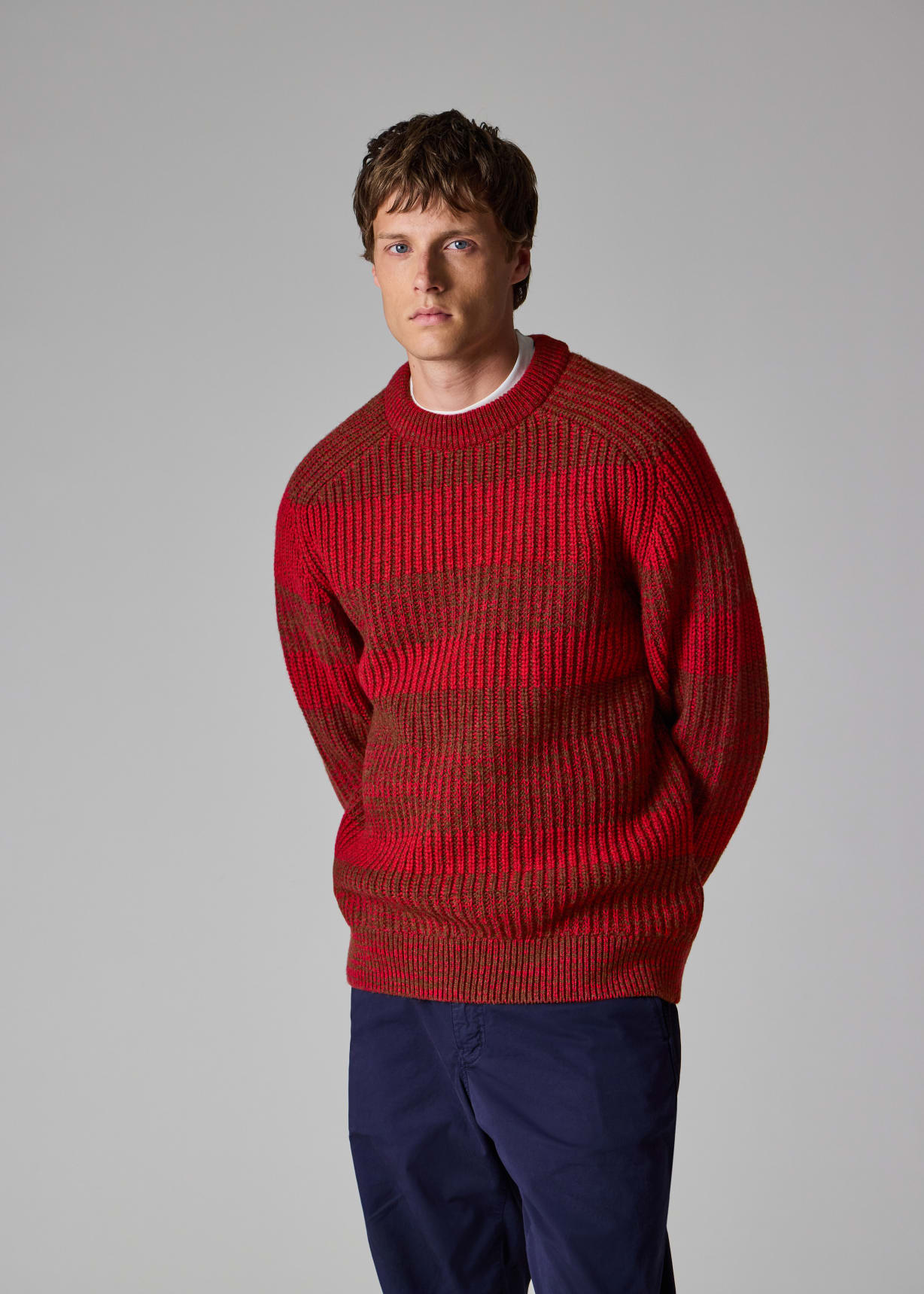 Paul Smith loves Barbour - Rosette Red Saddle Crew Neck Sweater