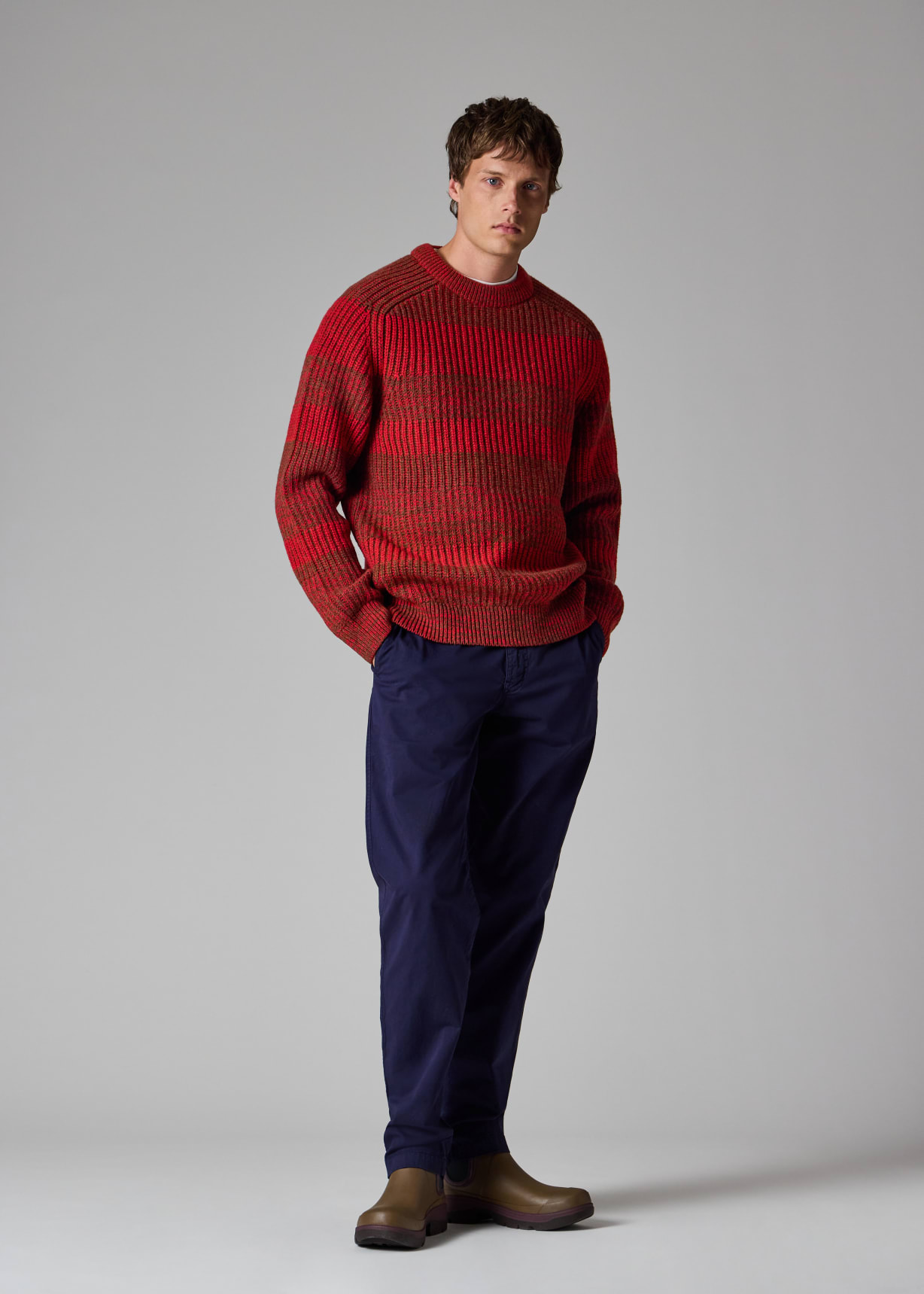 Paul Smith loves Barbour - Rosette Red Saddle Crew Neck Sweater