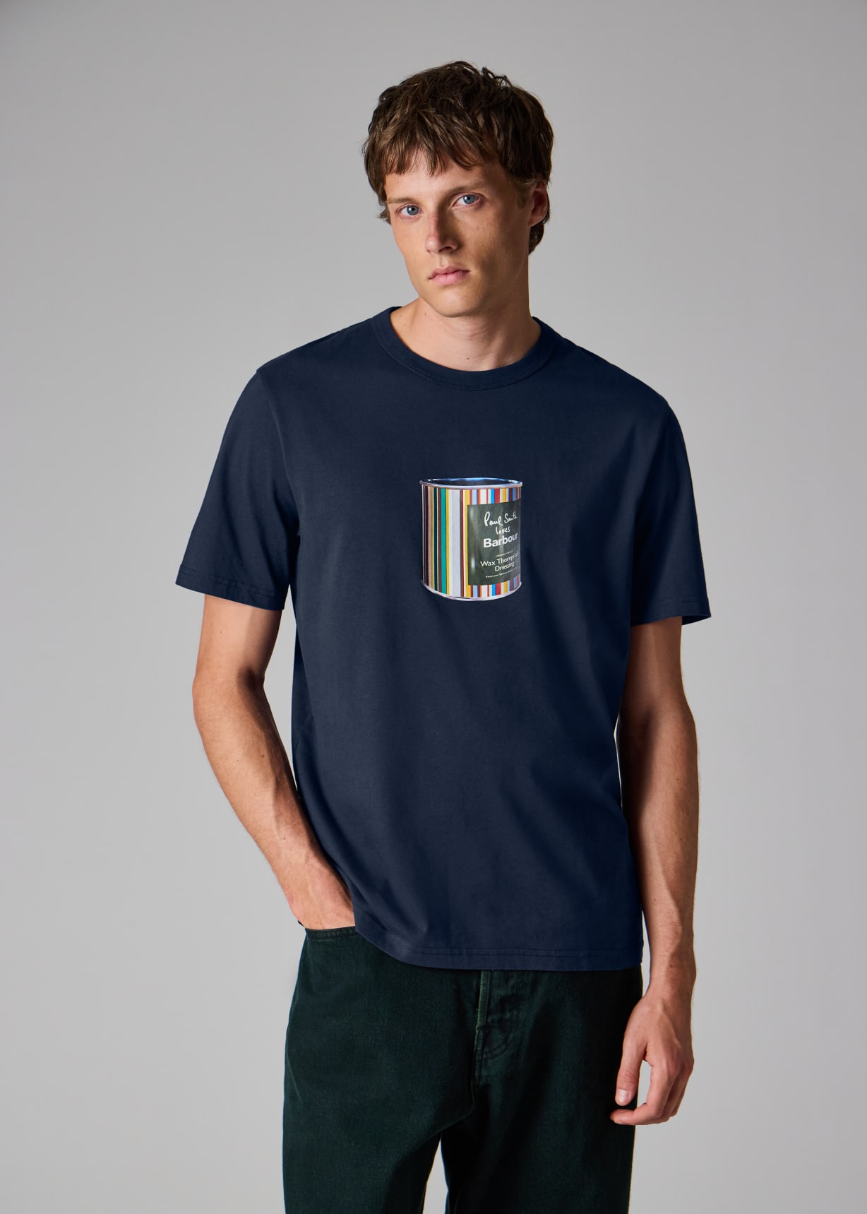 Paul Smith loves Barbour - Navy Wax Tin Print T-Shirt