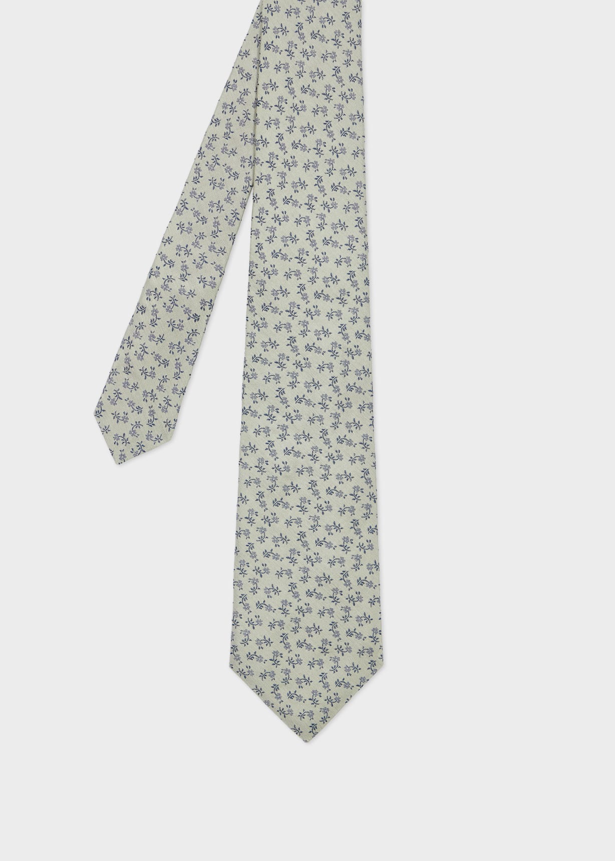 Pale Green Silk Floral Tie
