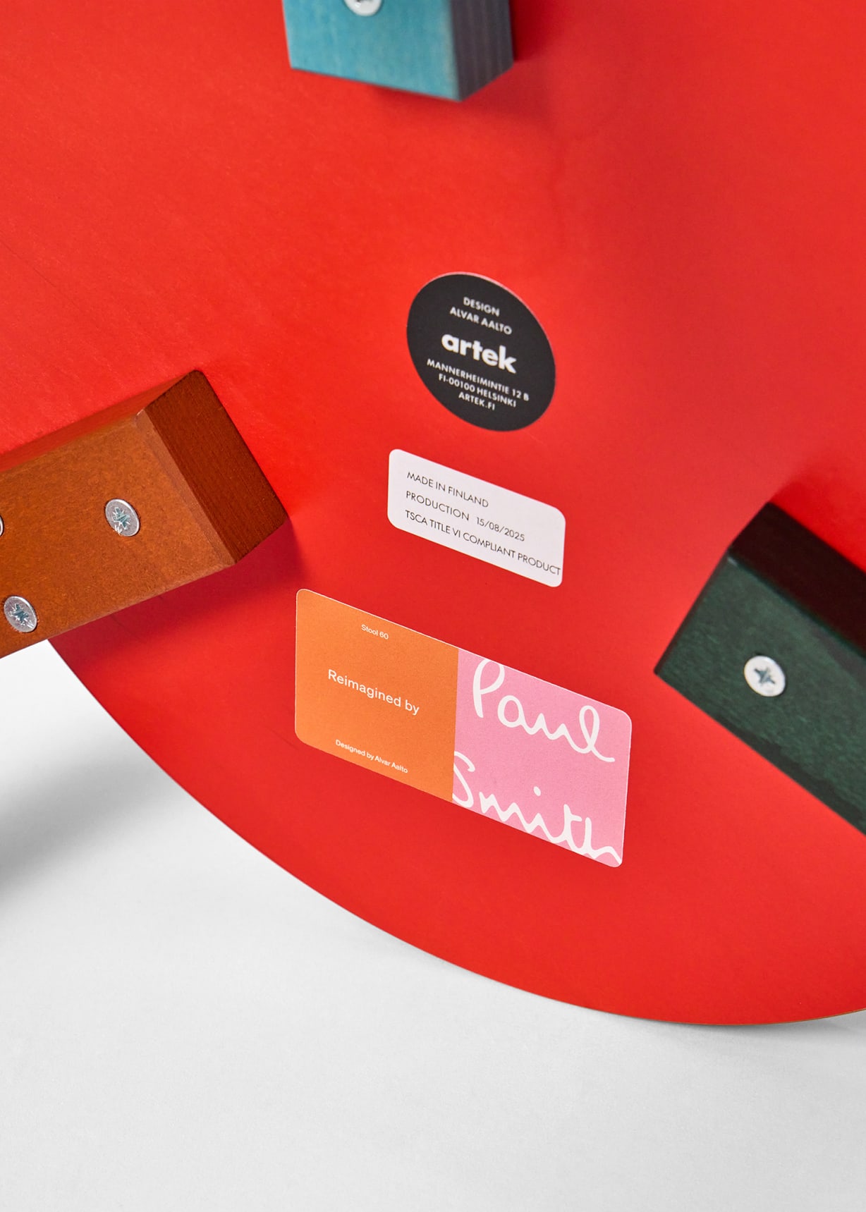 Artek Reimagined by Paul Smith - Aalto Four Colour-Stained Stool 60 ...