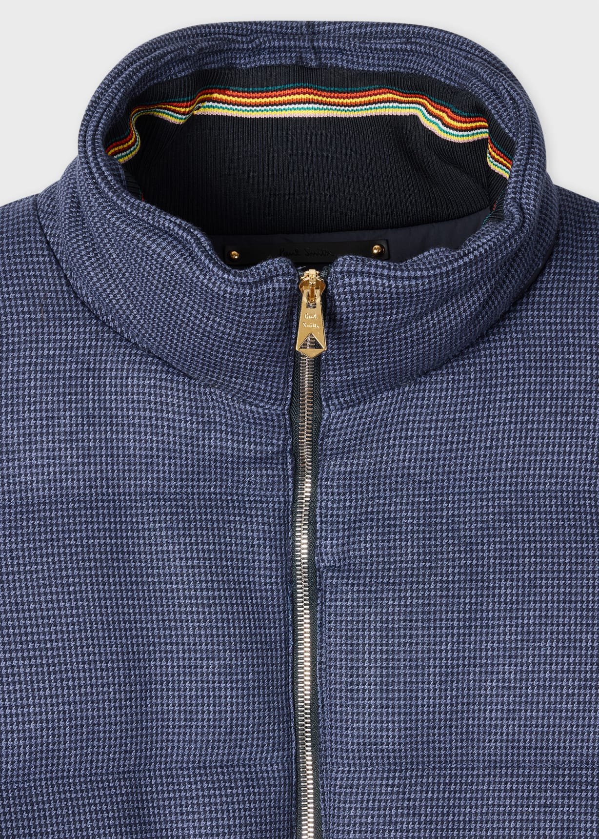 Men's Navy Houndstooth Down Jacket with Detachable Hood