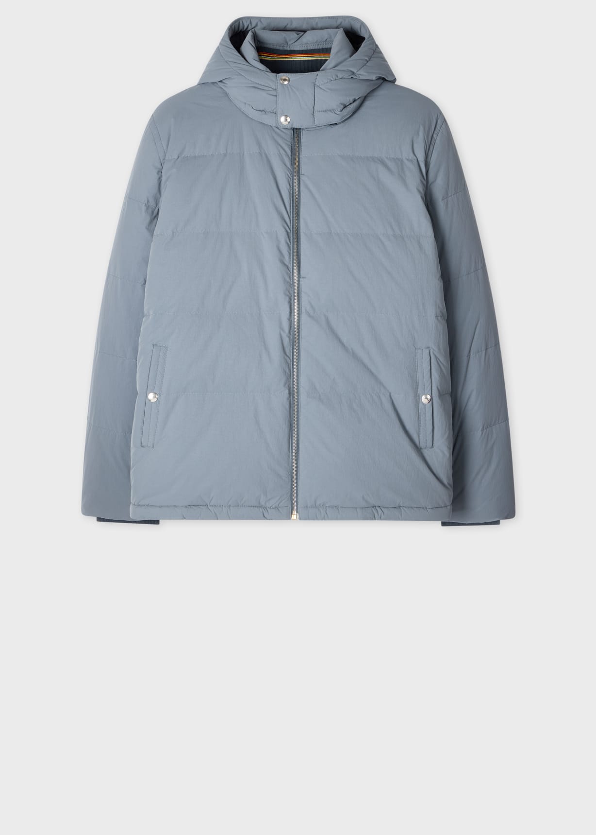 Men's Light Blue Down Jacket with Detachable Hood