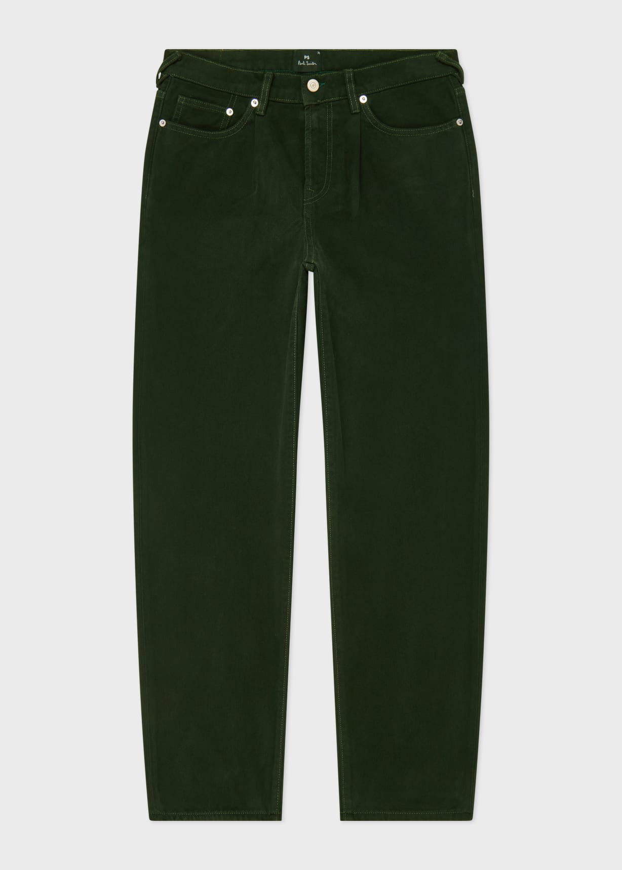 Men's Relaxed-Fit Dark Green Pleat-Front Jeans