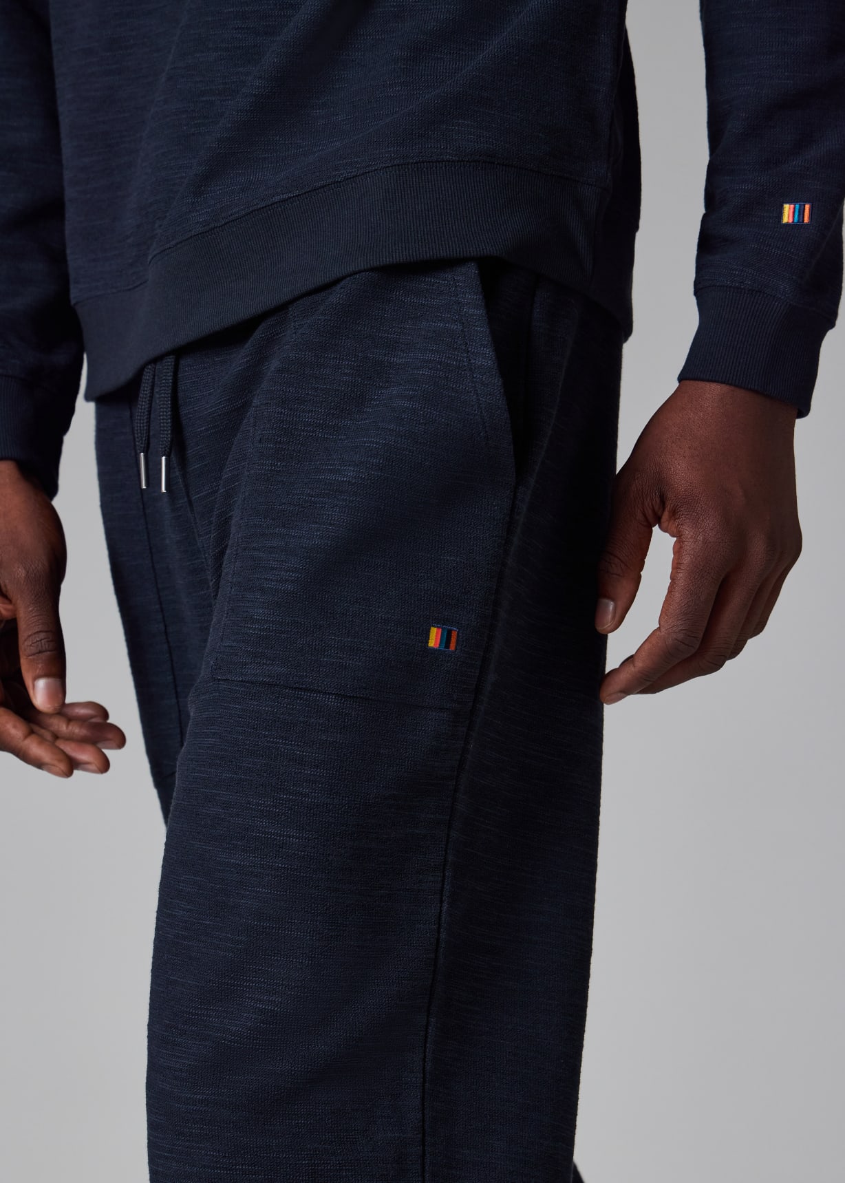 Navy Blue Cotton-Blend Lounge Pants