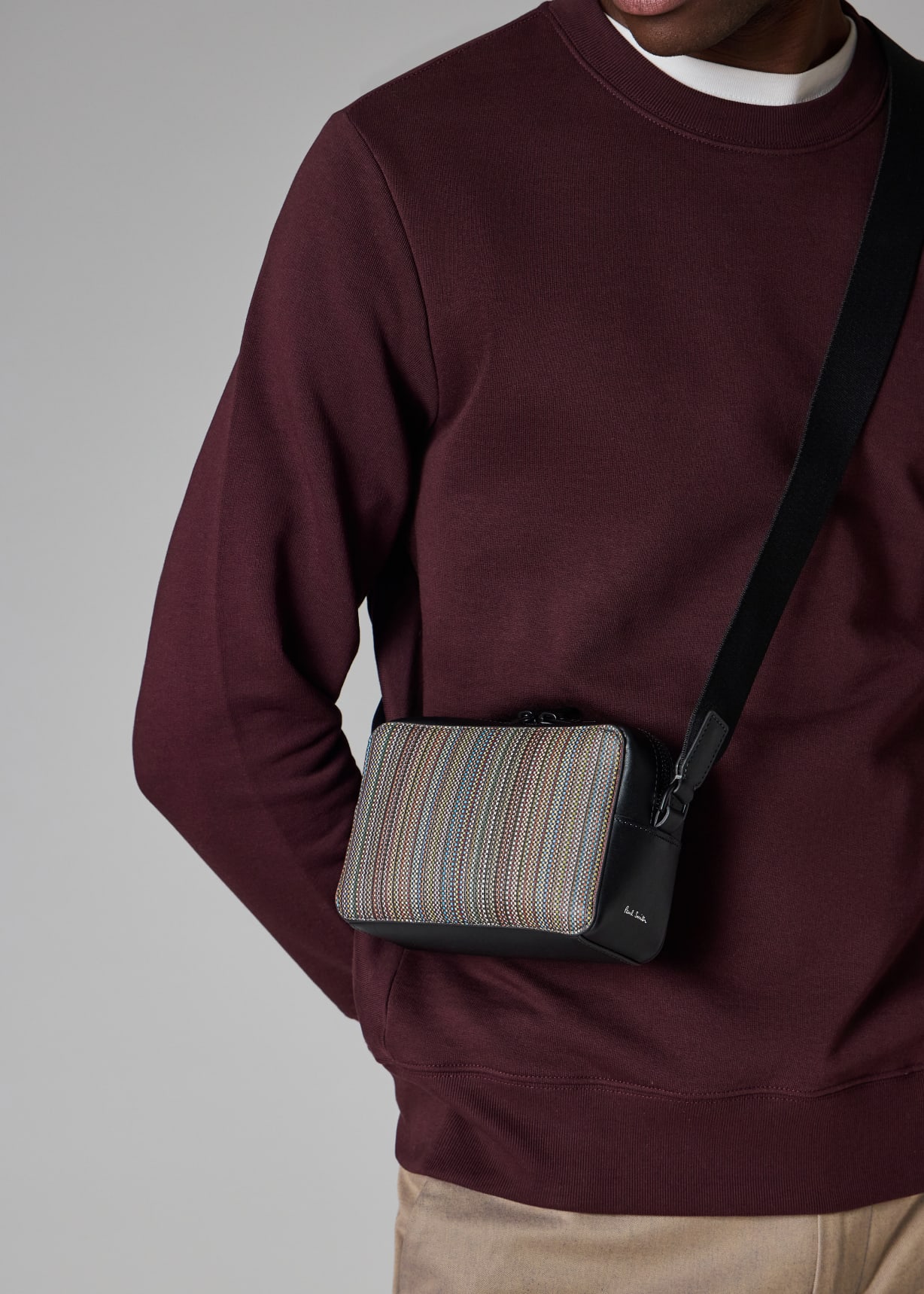 Men's 'Signature Stripe' Coated Canvas Cross Body Bag