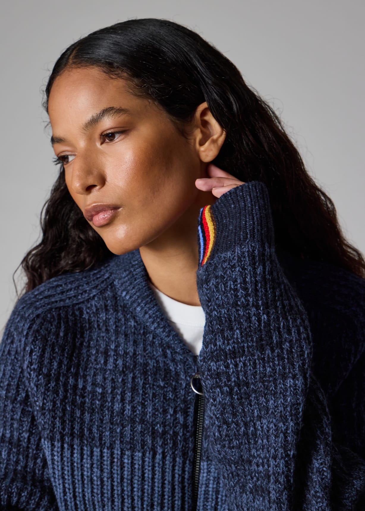 Paul Smith loves Barbour - Navy Knitted Bomber Cardigan