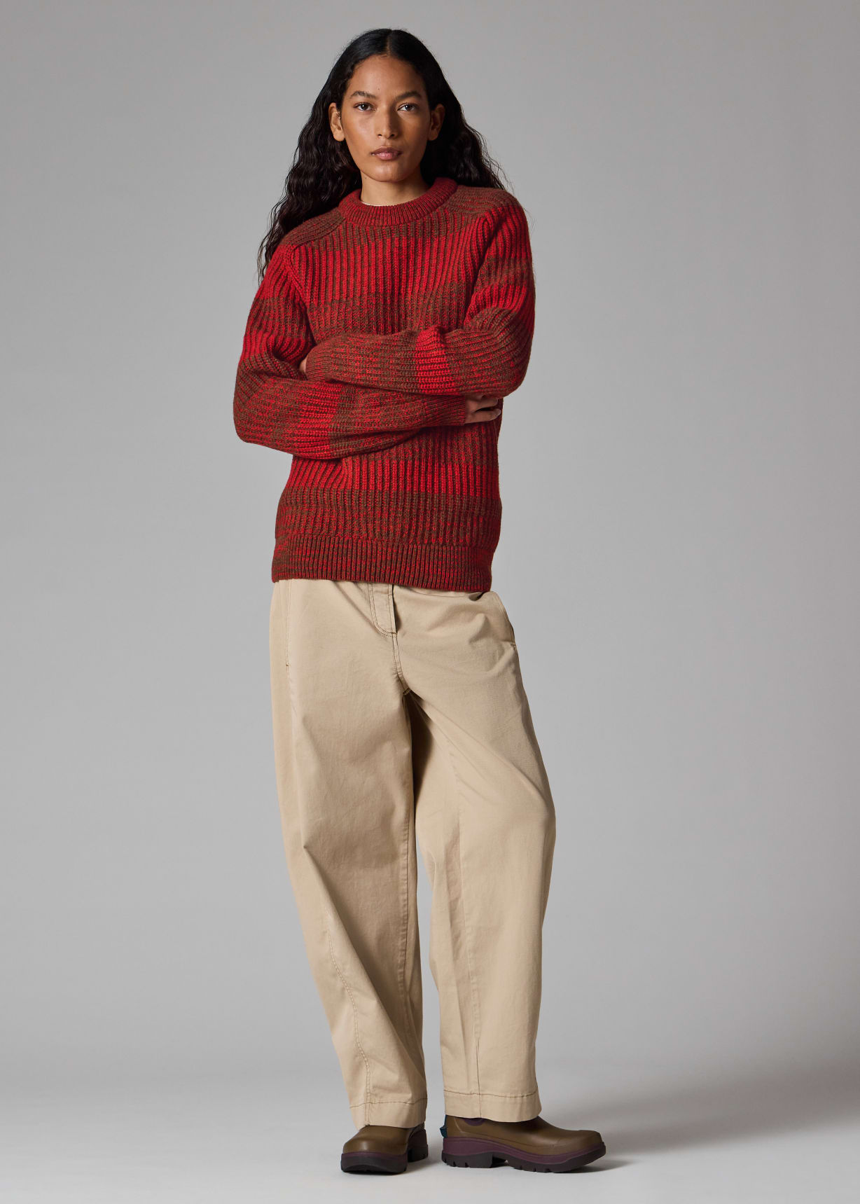 Paul Smith loves Barbour - Rosette Red Saddle Crew Neck Sweater