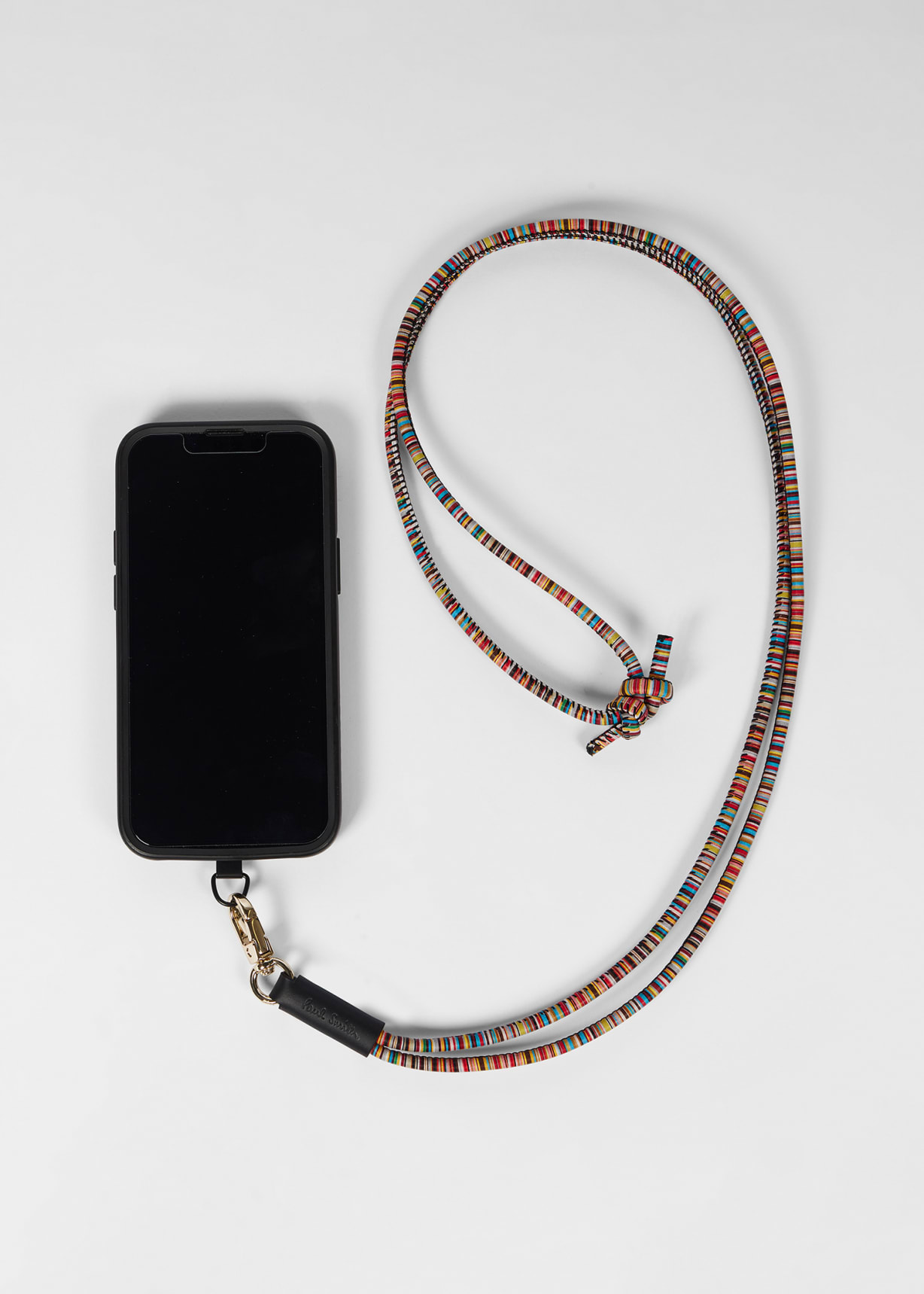 'Signature Stripe' Leather Detachable Phone Strap