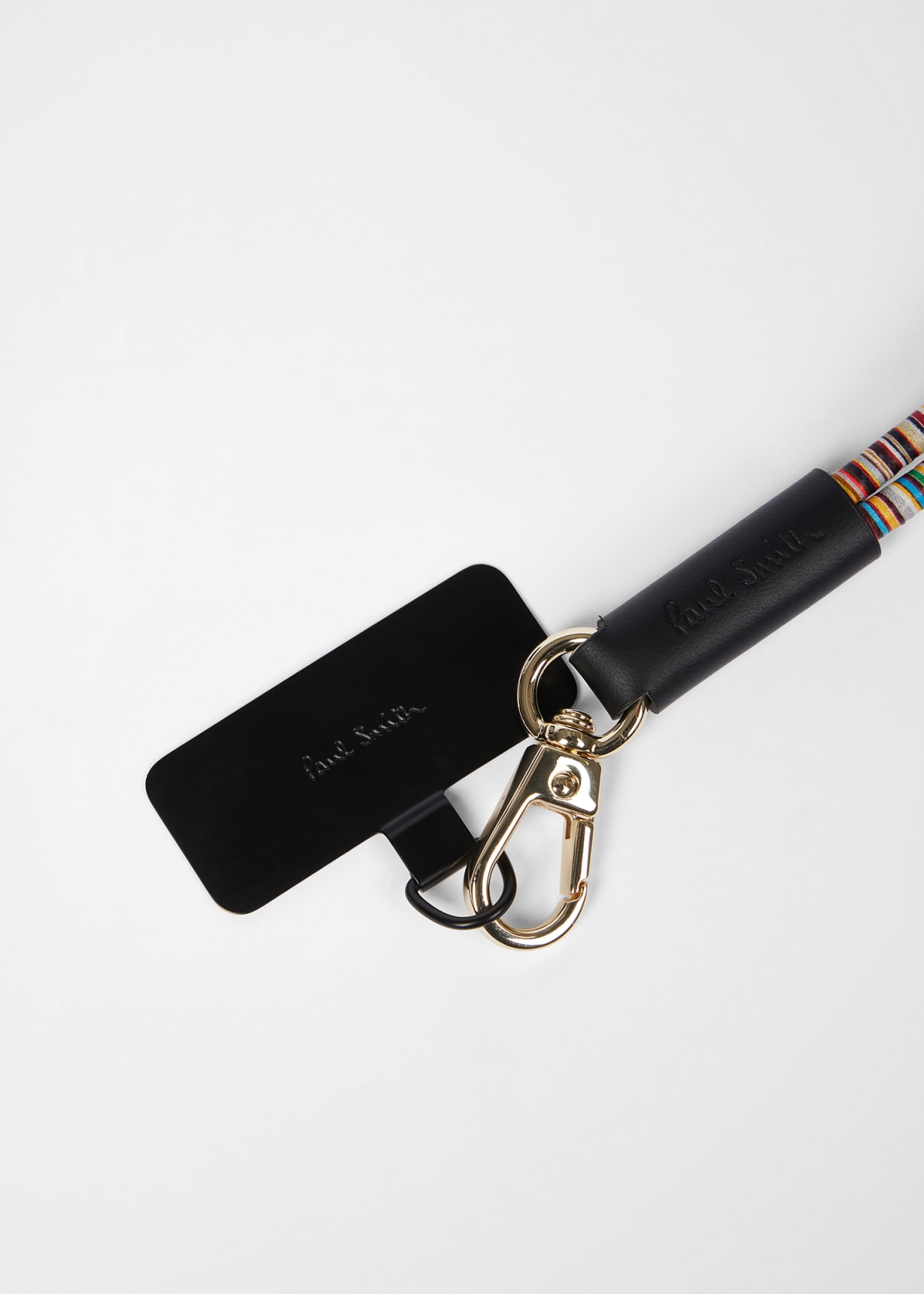 'Signature Stripe' Leather Detachable Phone Strap