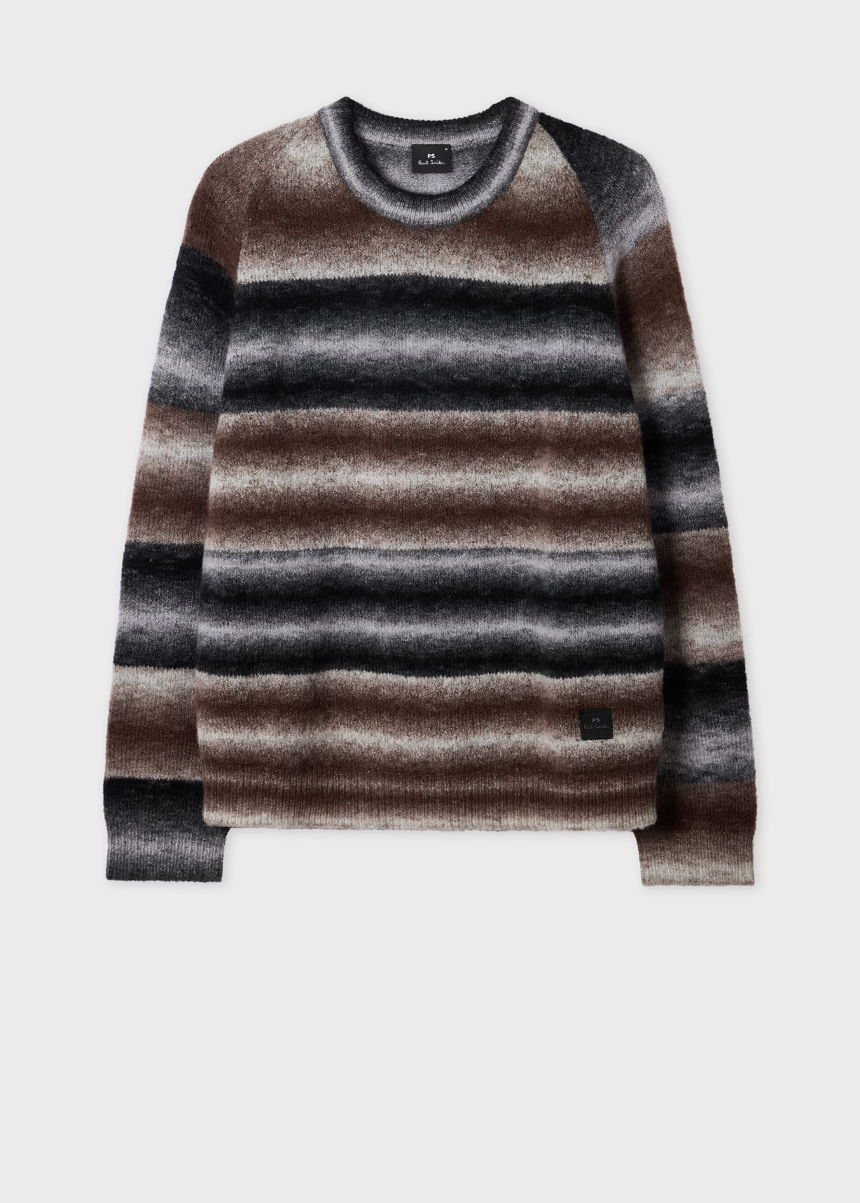 Men's Brown and Black Faded Stripe Sweater