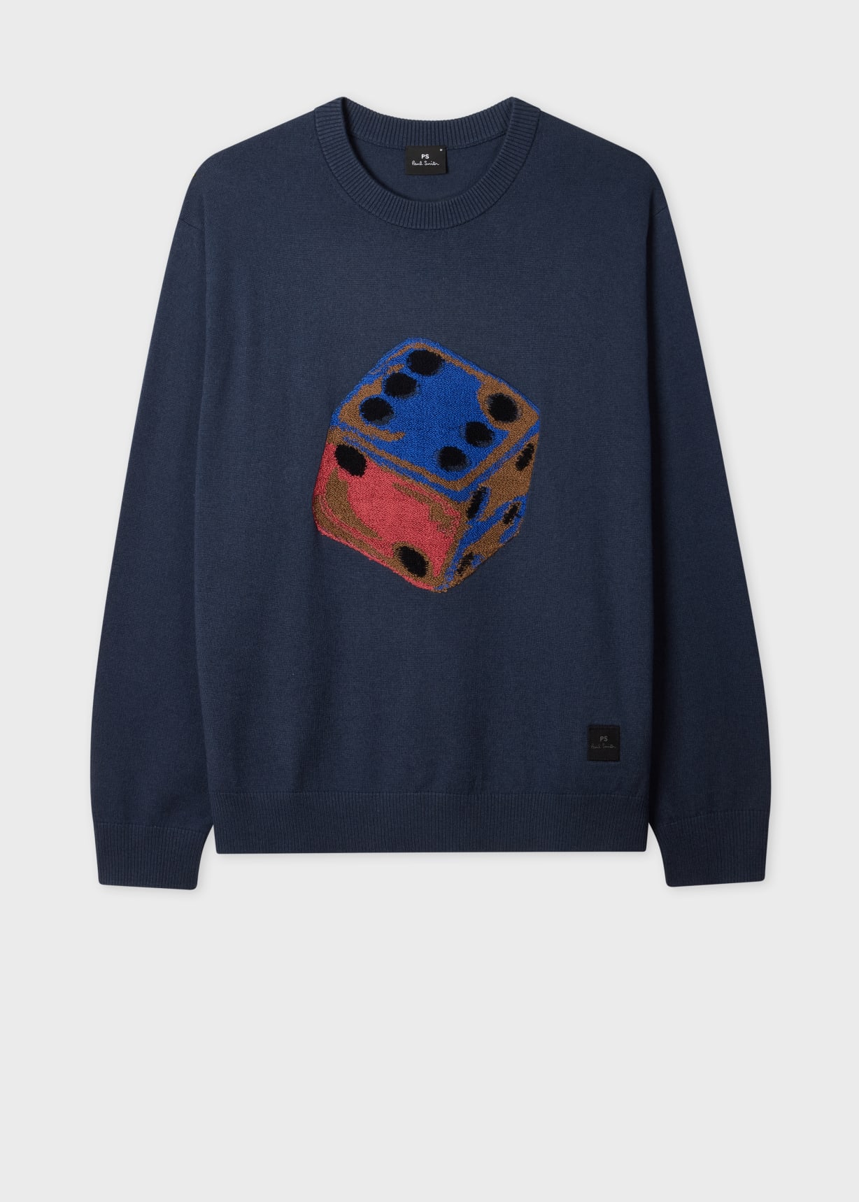 Men's Navy 'Dice' Merino Wool-Blend Knitted Sweater