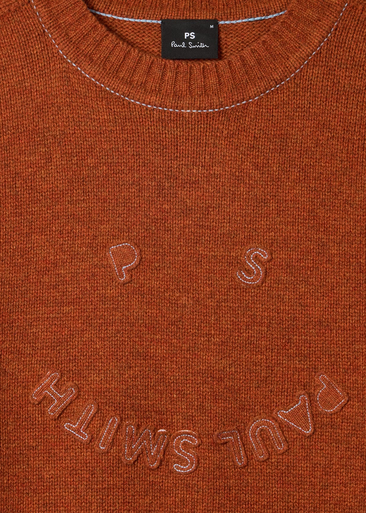 Men's Burnt Orange 'Happy' Merino Wool Sweater