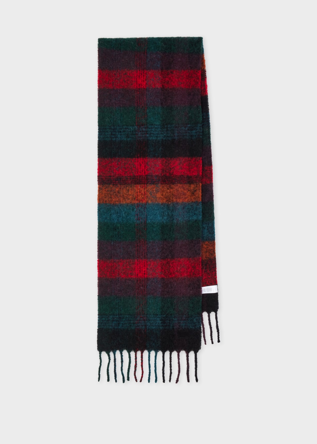 Red Merino Wool Check Scarf