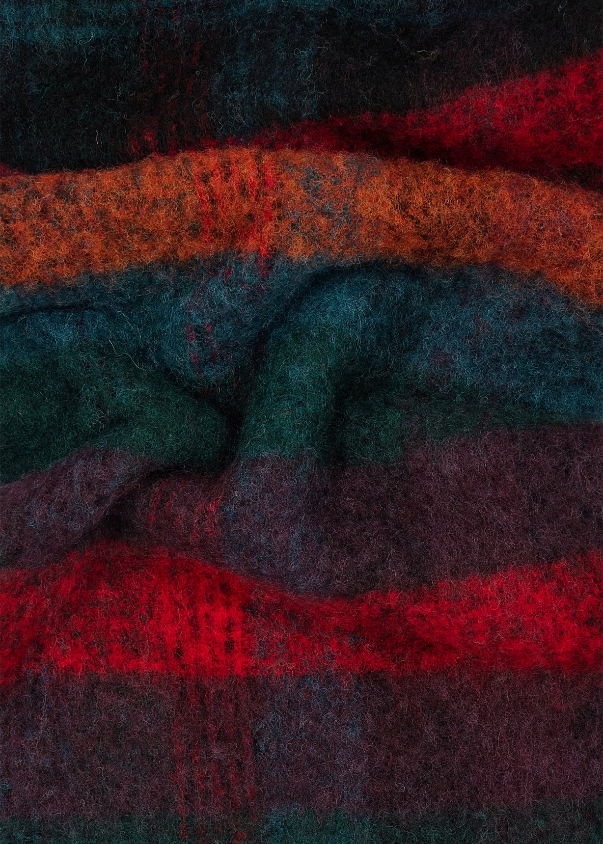 Red Merino Wool Check Scarf