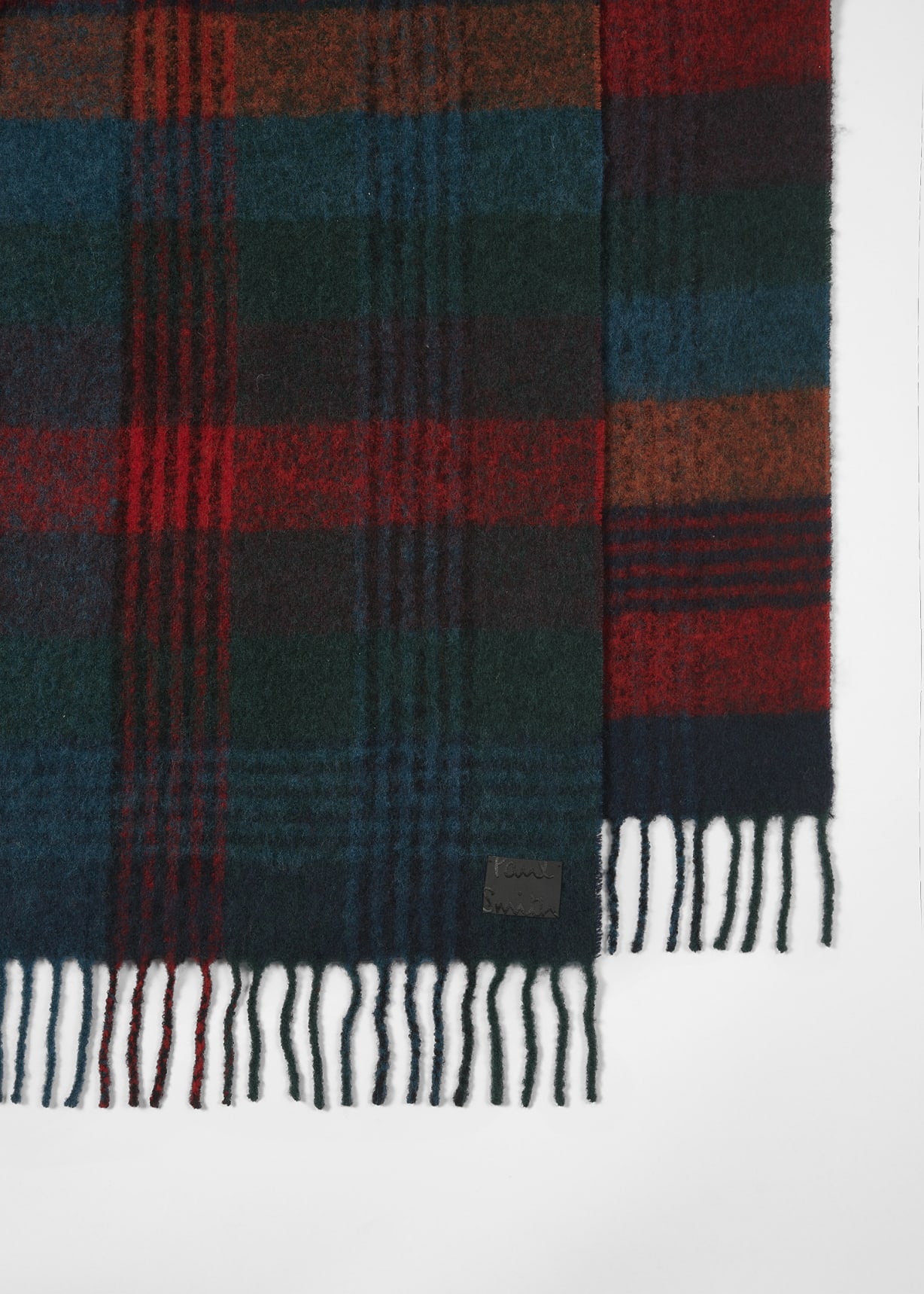 Red Merino Wool Check Blanket