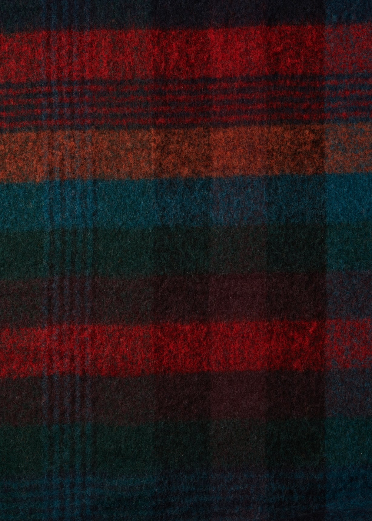 Red Merino Wool Check Blanket