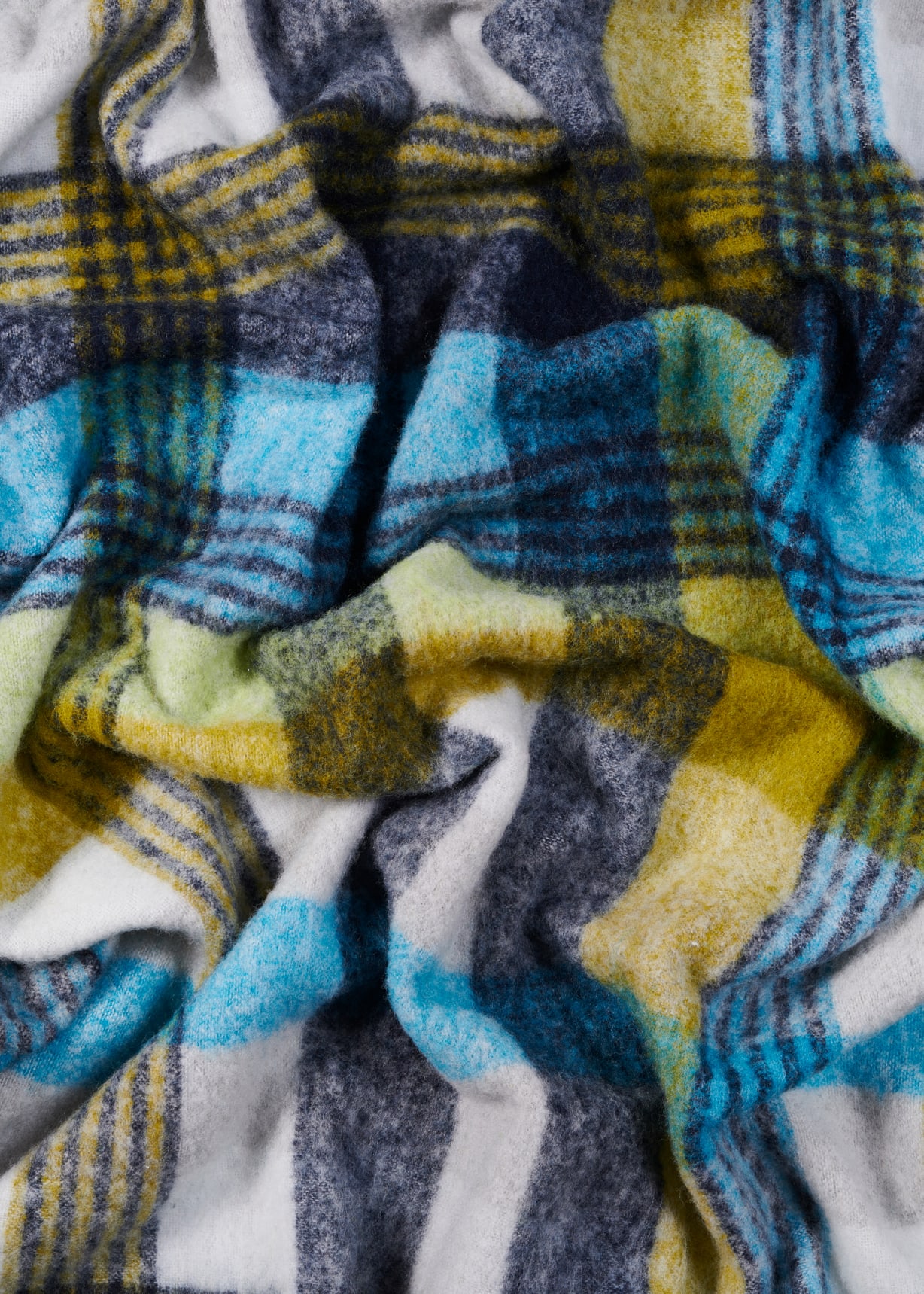 Multicolour Merino Wool Check Blanket