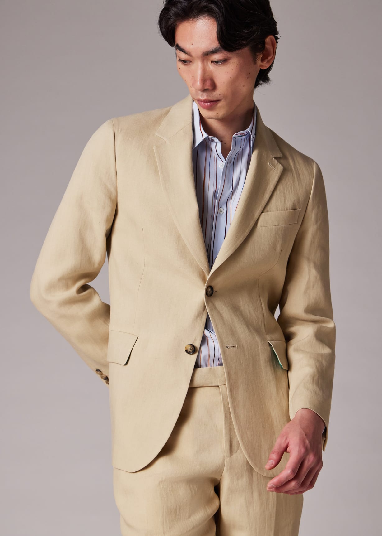 Men's Light Tan Linen Buggy-Lined Blazer