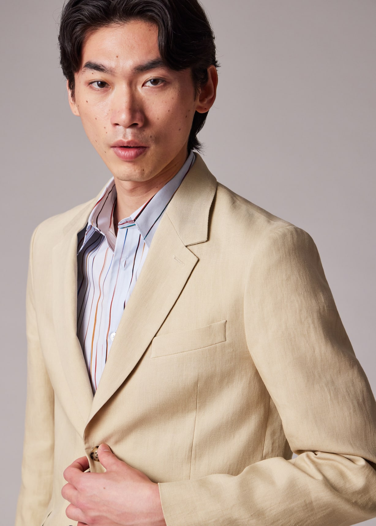 Men's Light Tan Linen Buggy-Lined Blazer