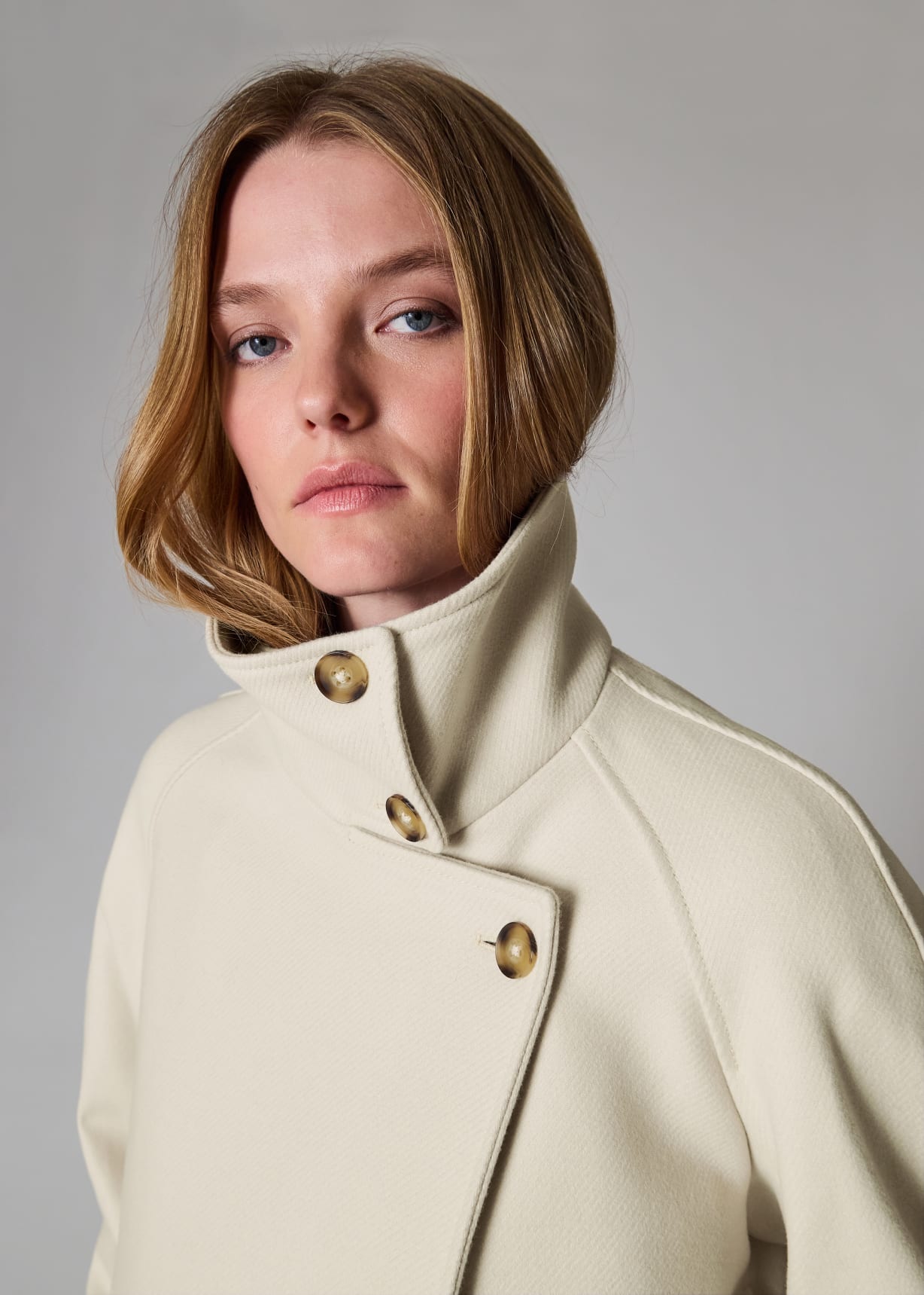Women's Wool-Blend Cream Short Jacket