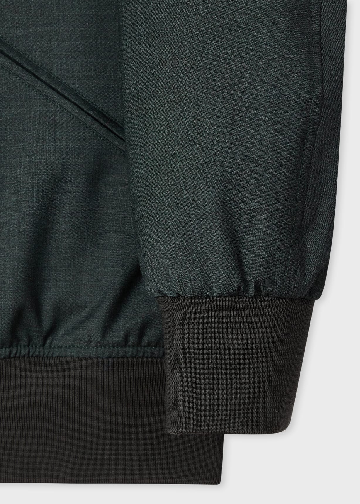 Men's Dark Green Melange 'Storm System' Wool Bomber Jacket