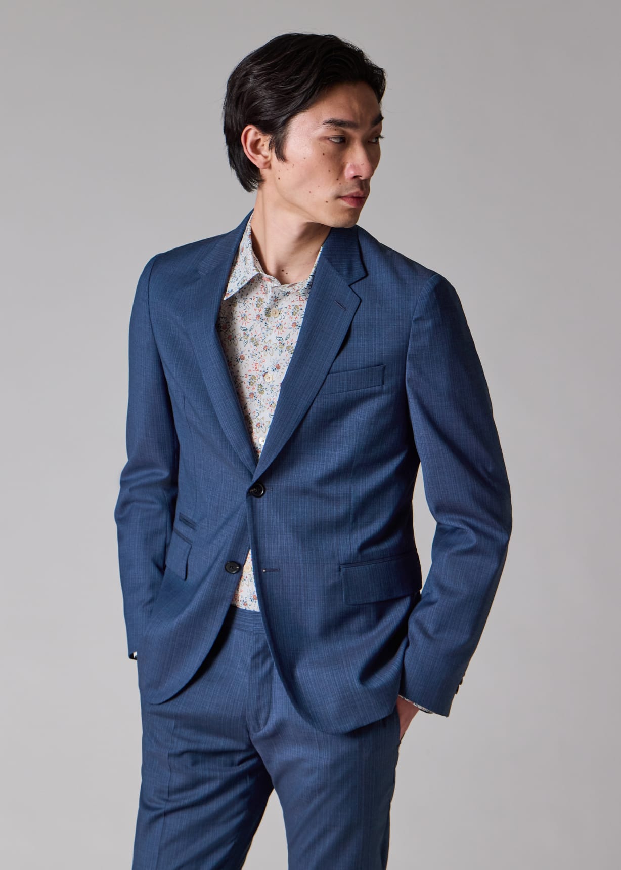 Men's Navy Blue Check Wool Suit