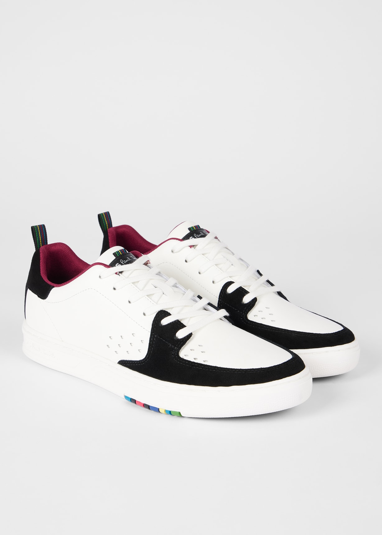 Men's White and Black Panel 'Cosmo' Trainers