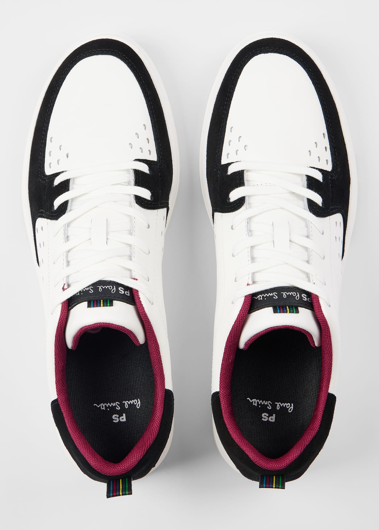 Men's White and Black Panel 'Cosmo' Trainers
