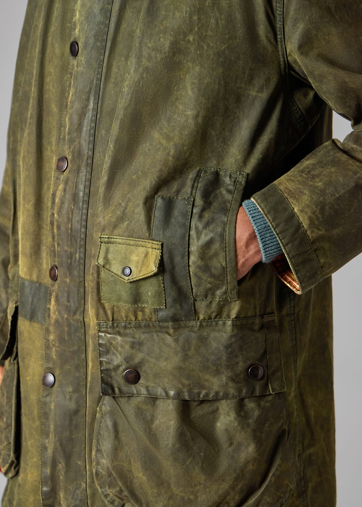 Paul Smith Loves Barbour - Veste Cirée 'Beaufort' Re-Loved Verte