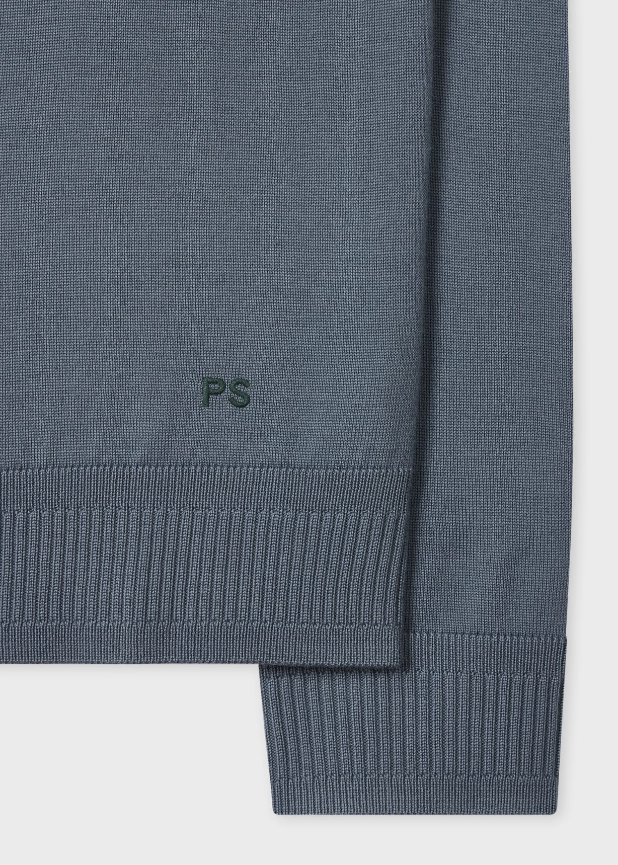 Men's Pale Blue Merino Wool Contrast-Collar Sweater